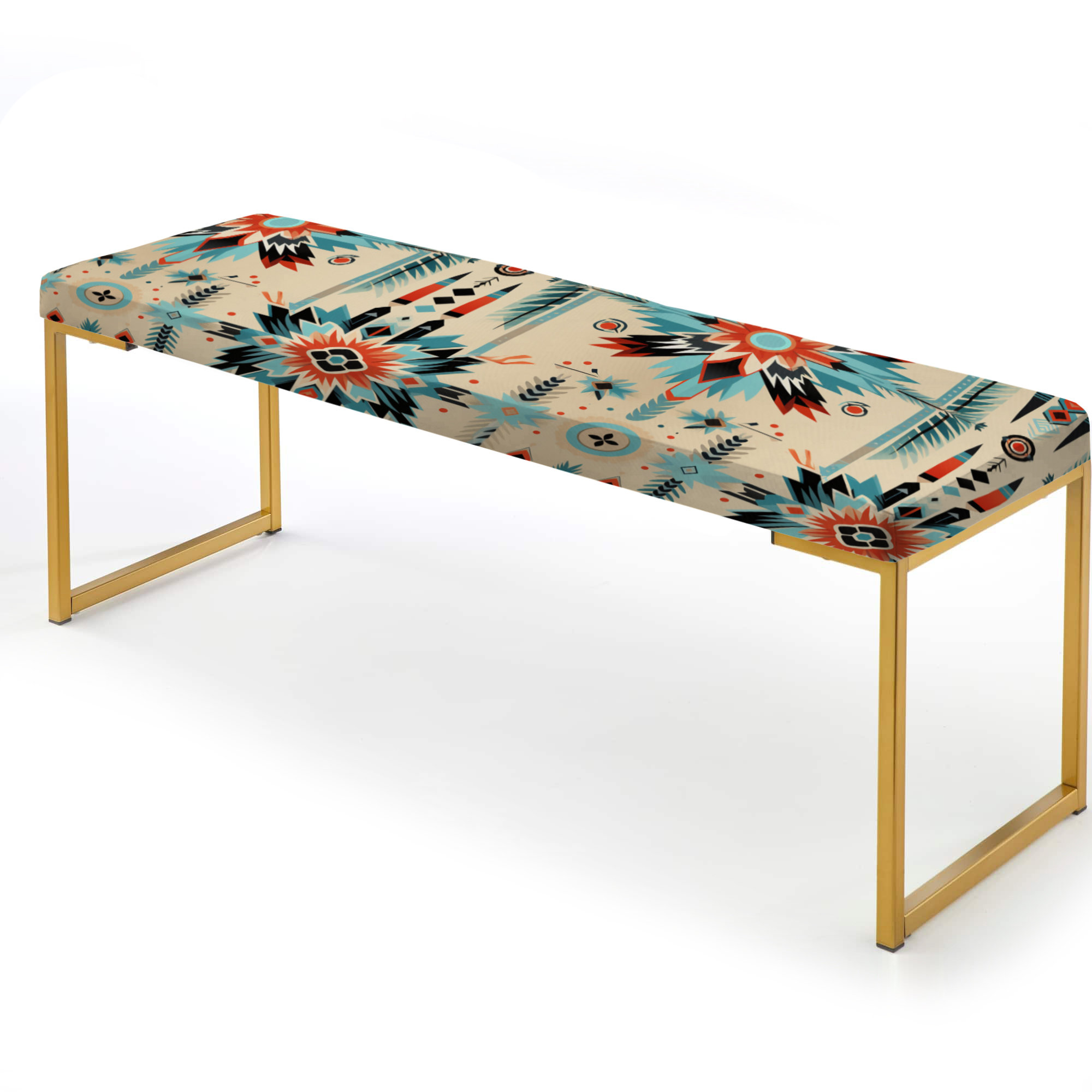 Design Art Beige Vintage Nomad Boho Pattern - Geometric Upholstered ...