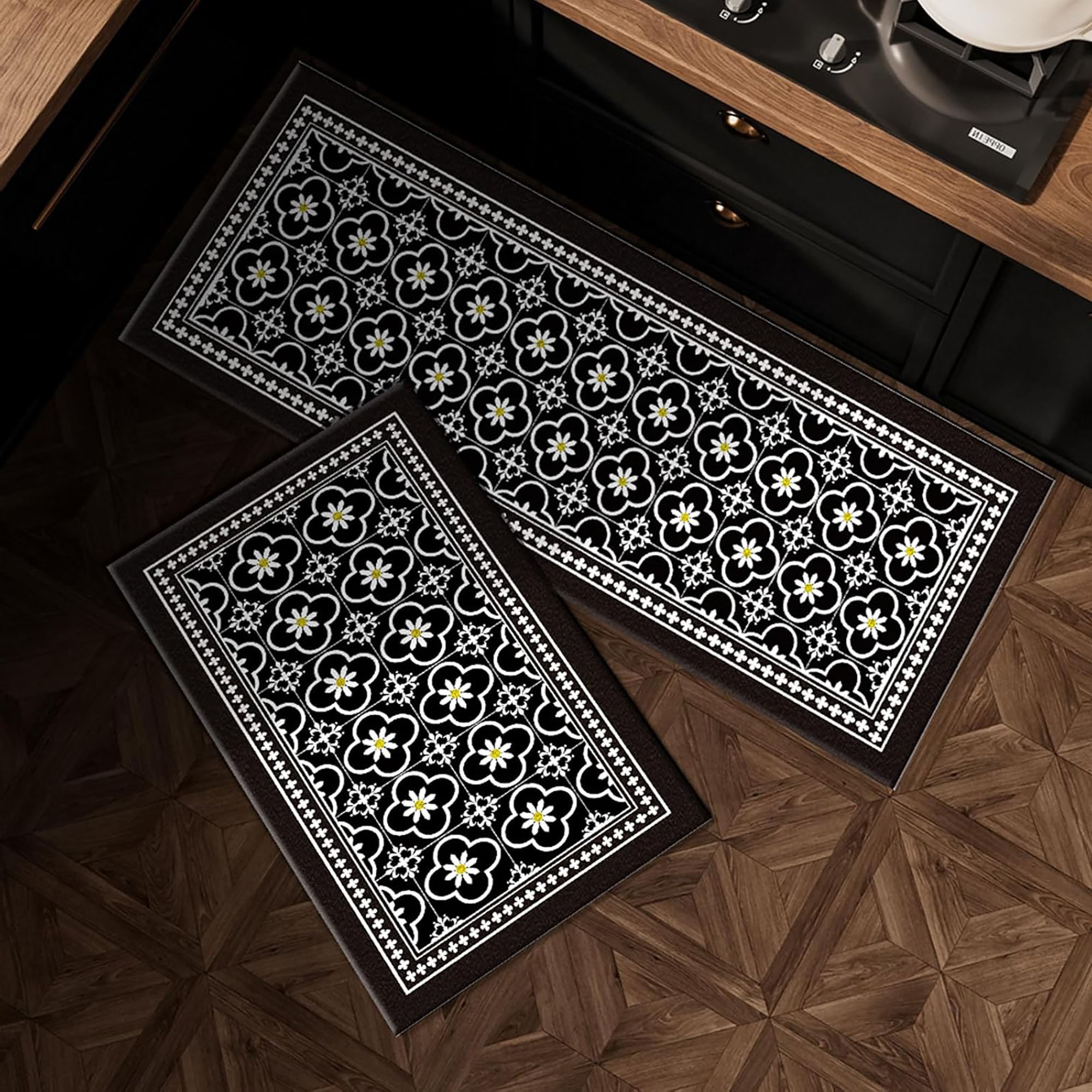 Hokku Designs 2 PCS Kitchen Rugs, Cushioned Anti-Fatigue Non-Skid ...