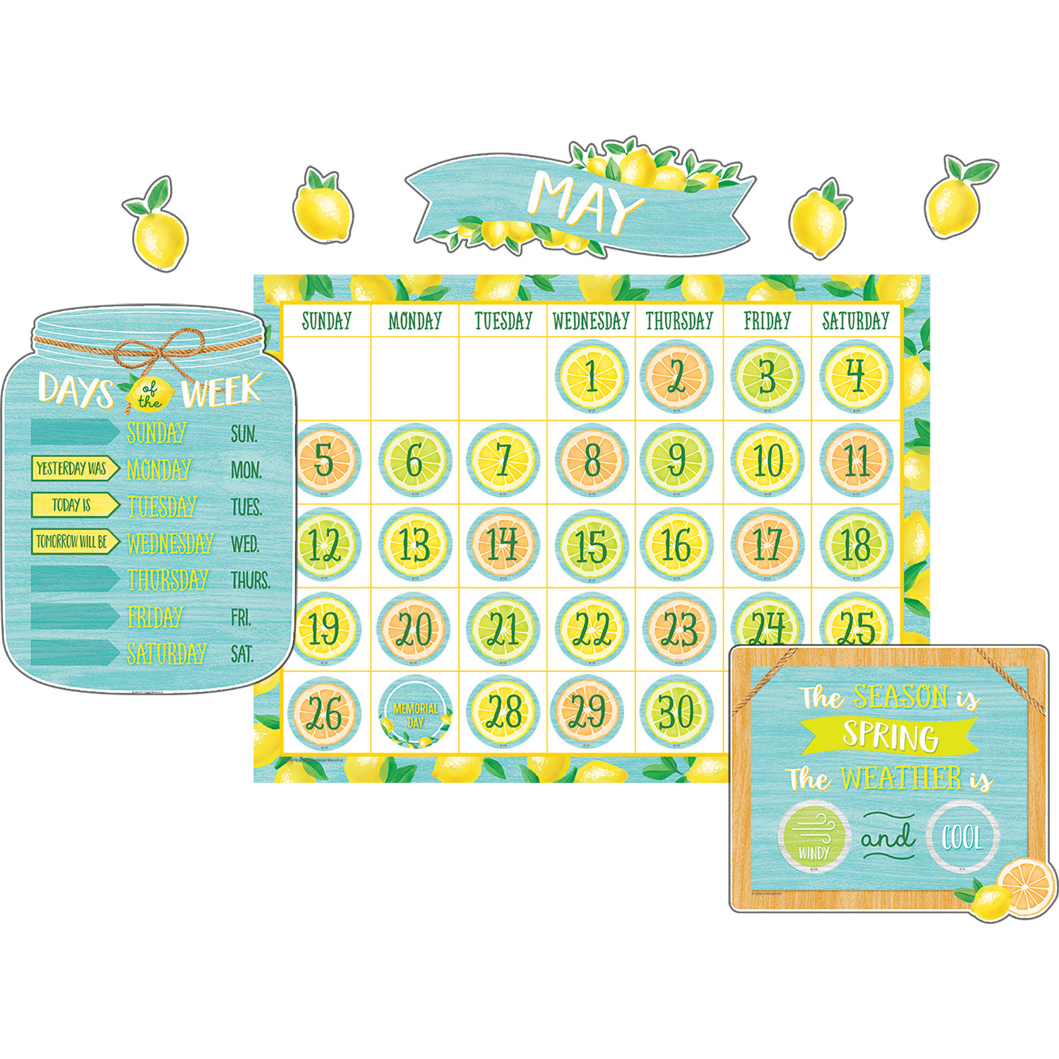 Teacher Created Resources Lemon Zest Calendar Bulletin Board Set | Wayfair