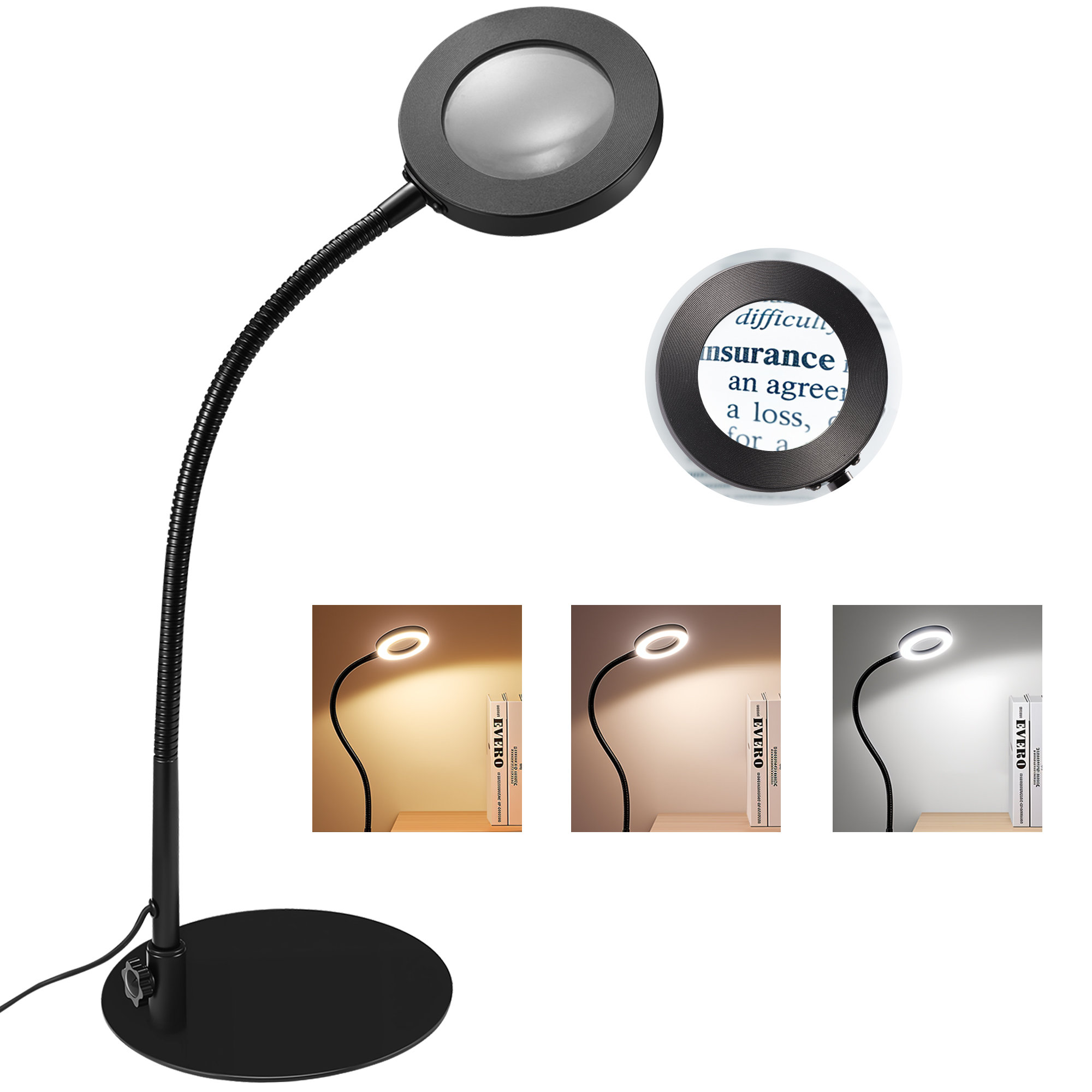 Wrought Studio™ Magnifying Glass With Light And Stand, Hands Free ...