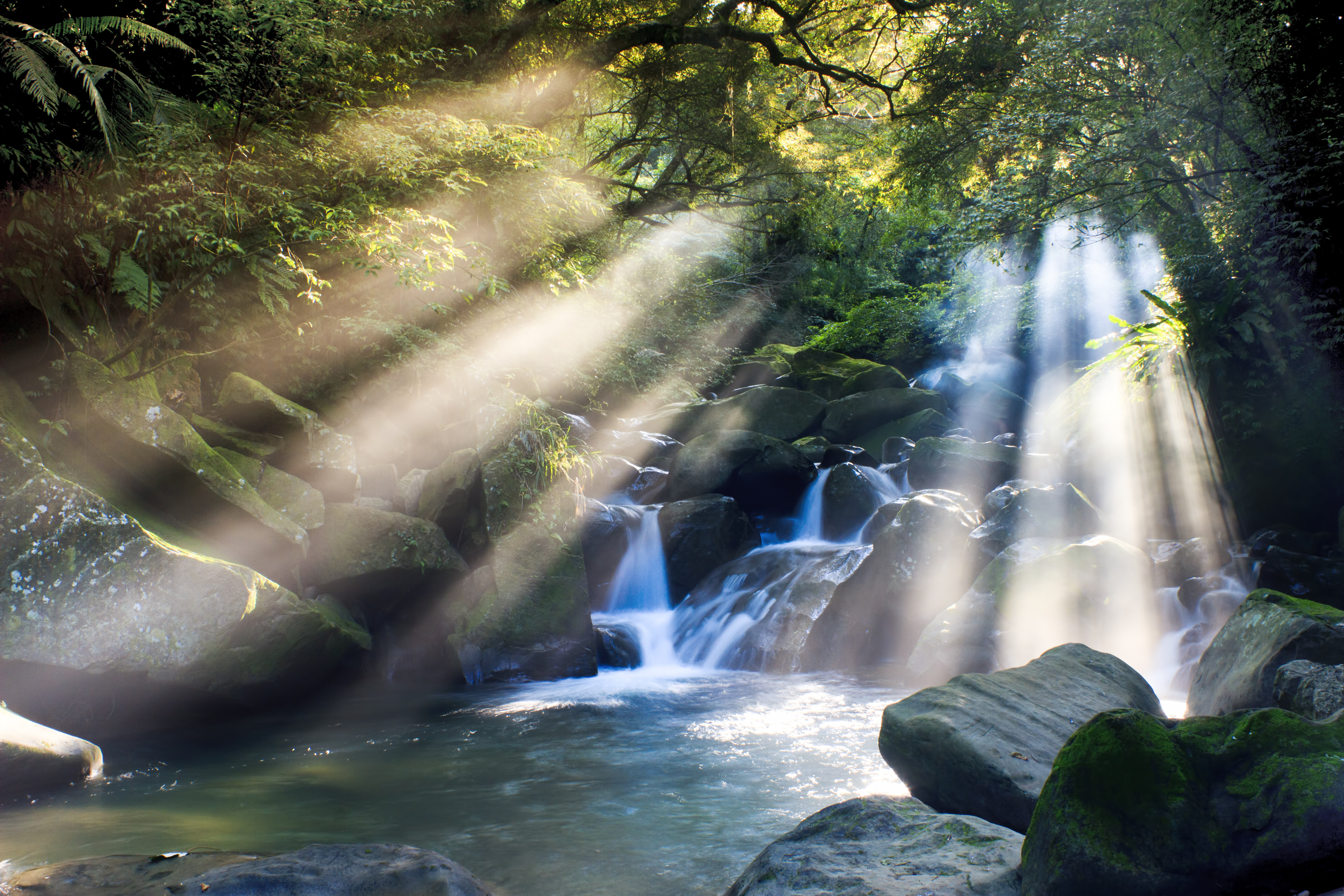 Loon Peak® Nwaba Cascade Falls Over Rocks by Nicholashan | Wayfair