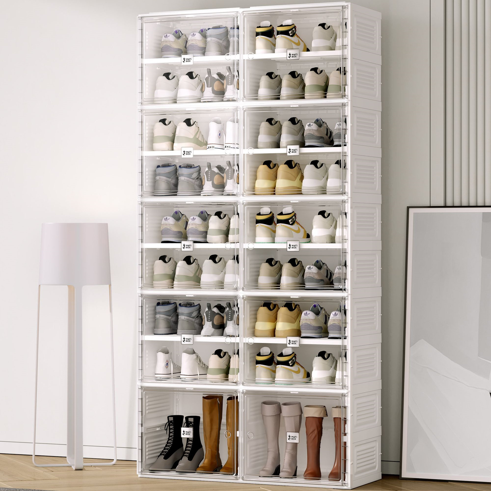 Rebrilliant 36 Pair Stackable Shoe Storage Box | Wayfair