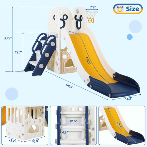 Pirecart Kids Slide L-Shaped, 4 in 1 Slide Climber for Toddler, with ...