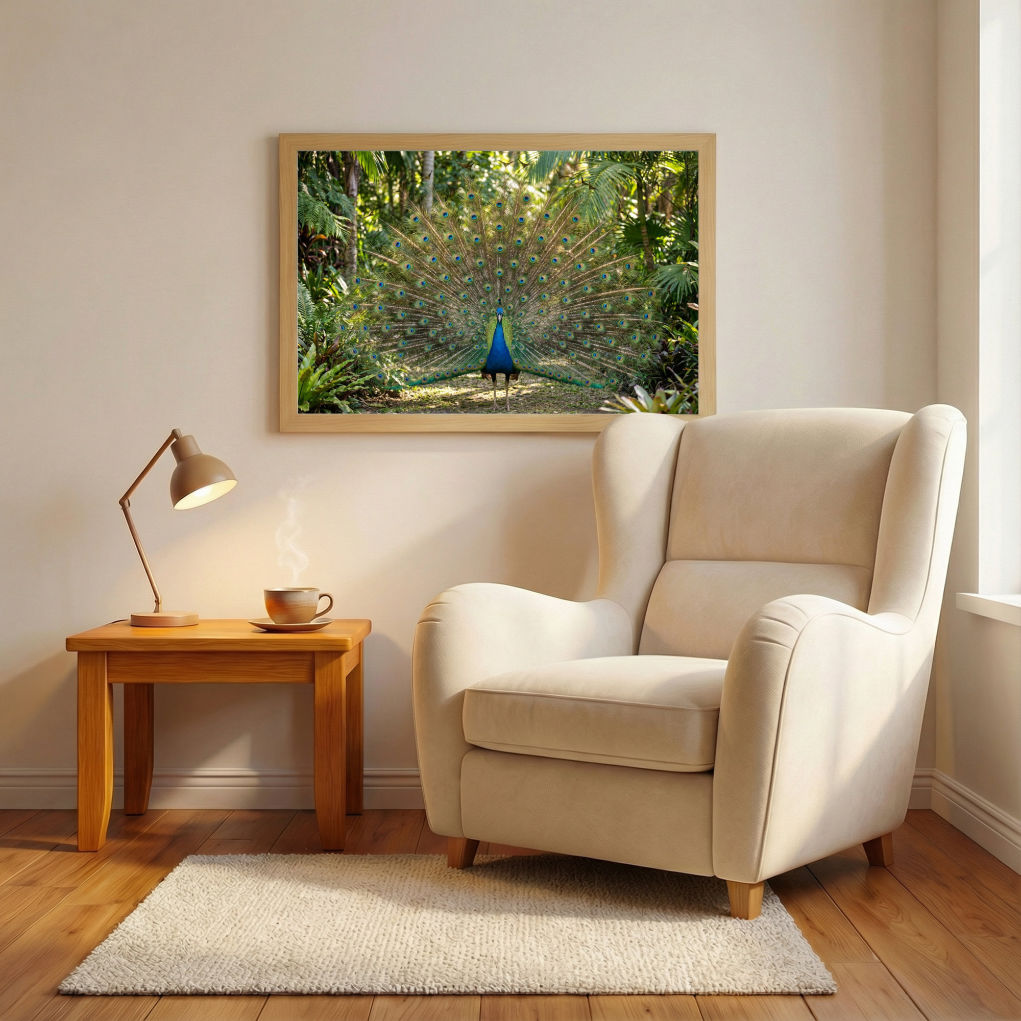 Winston Porter Peacock Feather Display In Tropical Forest Canvas ...