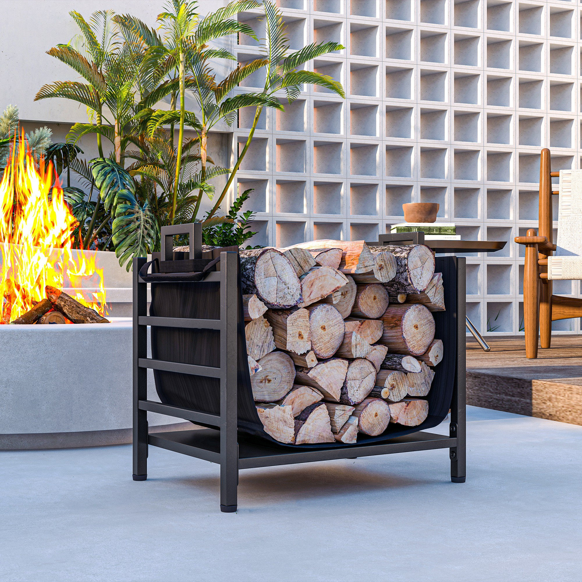 Arlmont & Co. Firewood Rack with Removable Log Racks, Heavy Duty Log ...