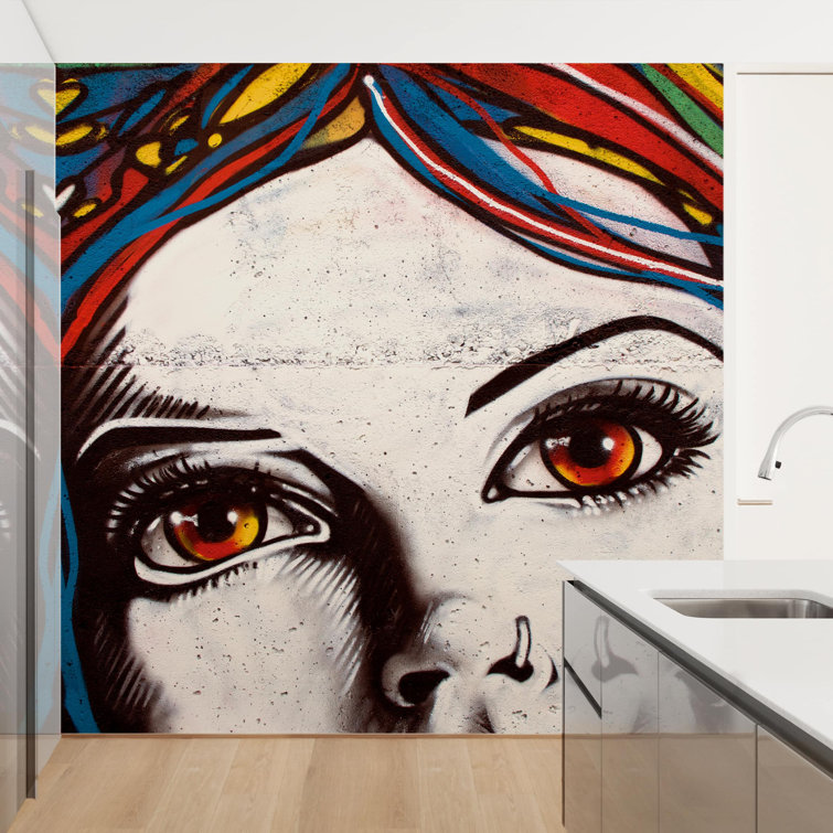 East Urban Home Punk Graffiti 2.88m x 2.88m Textured Matte Peel & Stick ...