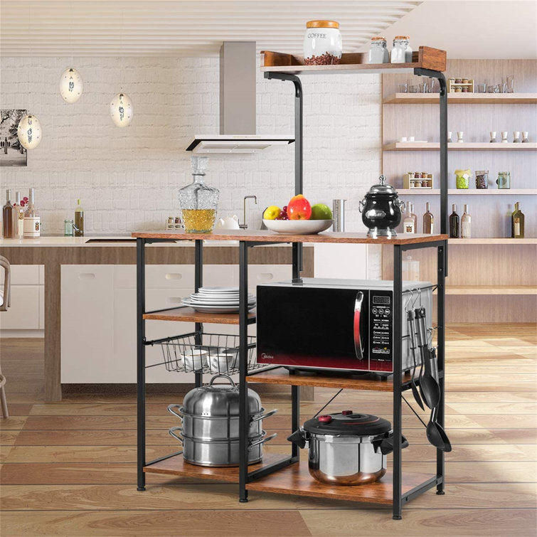 Borough Wharf Addicus 90Cm Metal Standard Baker's Rack with Microwave ...