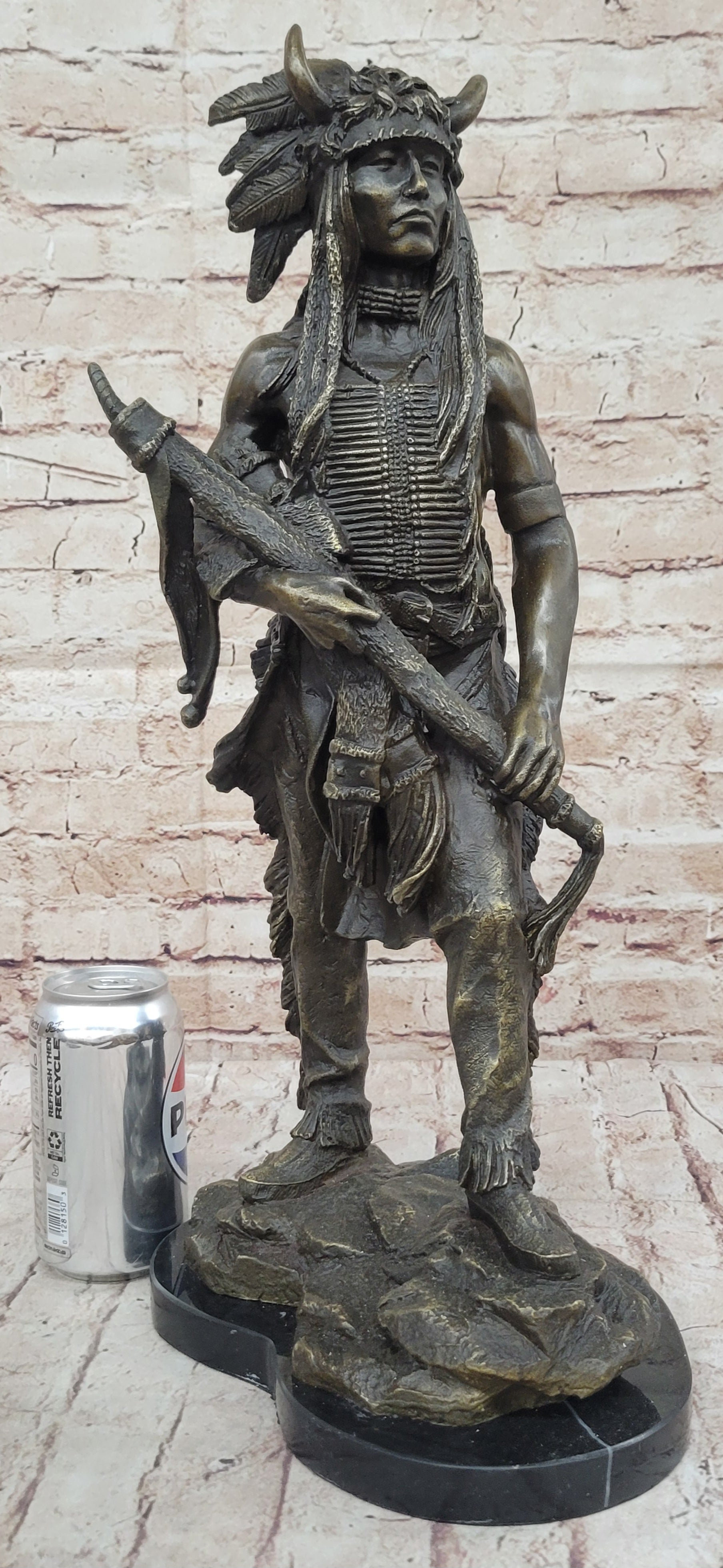 Canora Grey Native American Indian Warrior Bronze Metal Statue ...