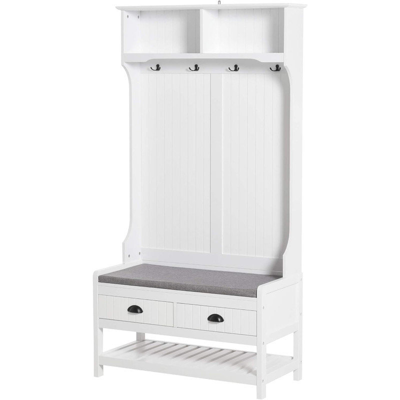 Gracie Oaks 3-in-1 Hall Tree, Entryway Bench with Coat Rack, Mudroom ...