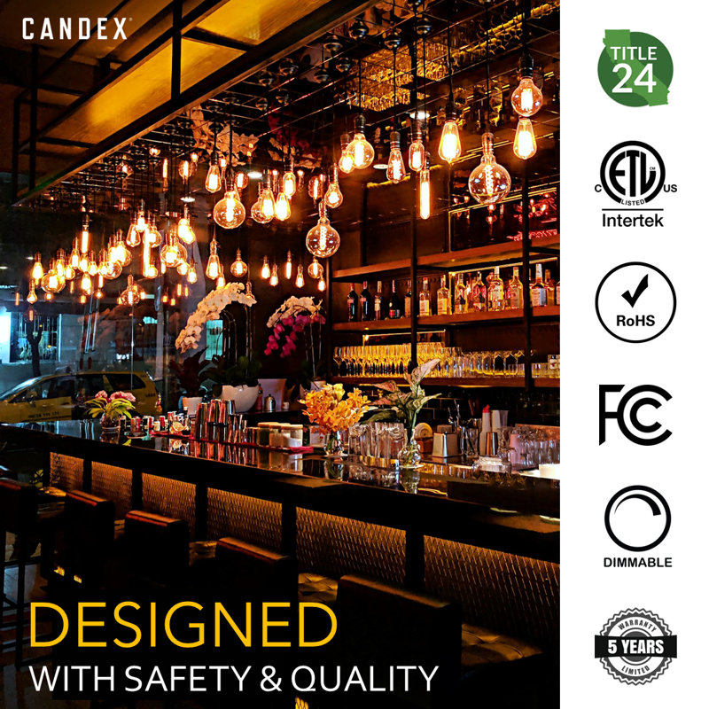 Candex Lighting 3.5 Watt (40 Watt Equivalent), T6 LED, Dimmable Light ...