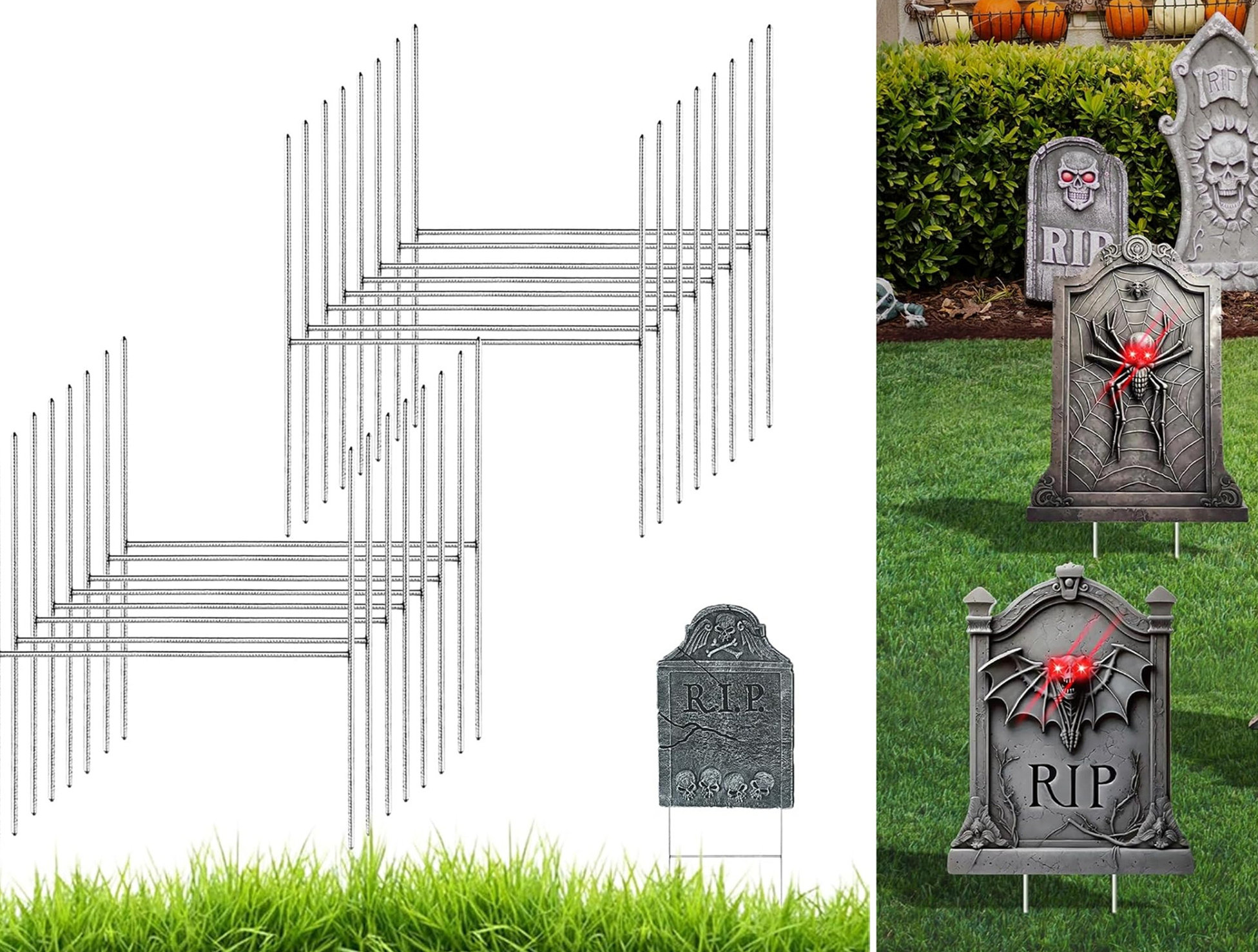 The Holiday Aisle® 16Pcs Halloween Metal Stakes Heavy Duty H-Shaped ...