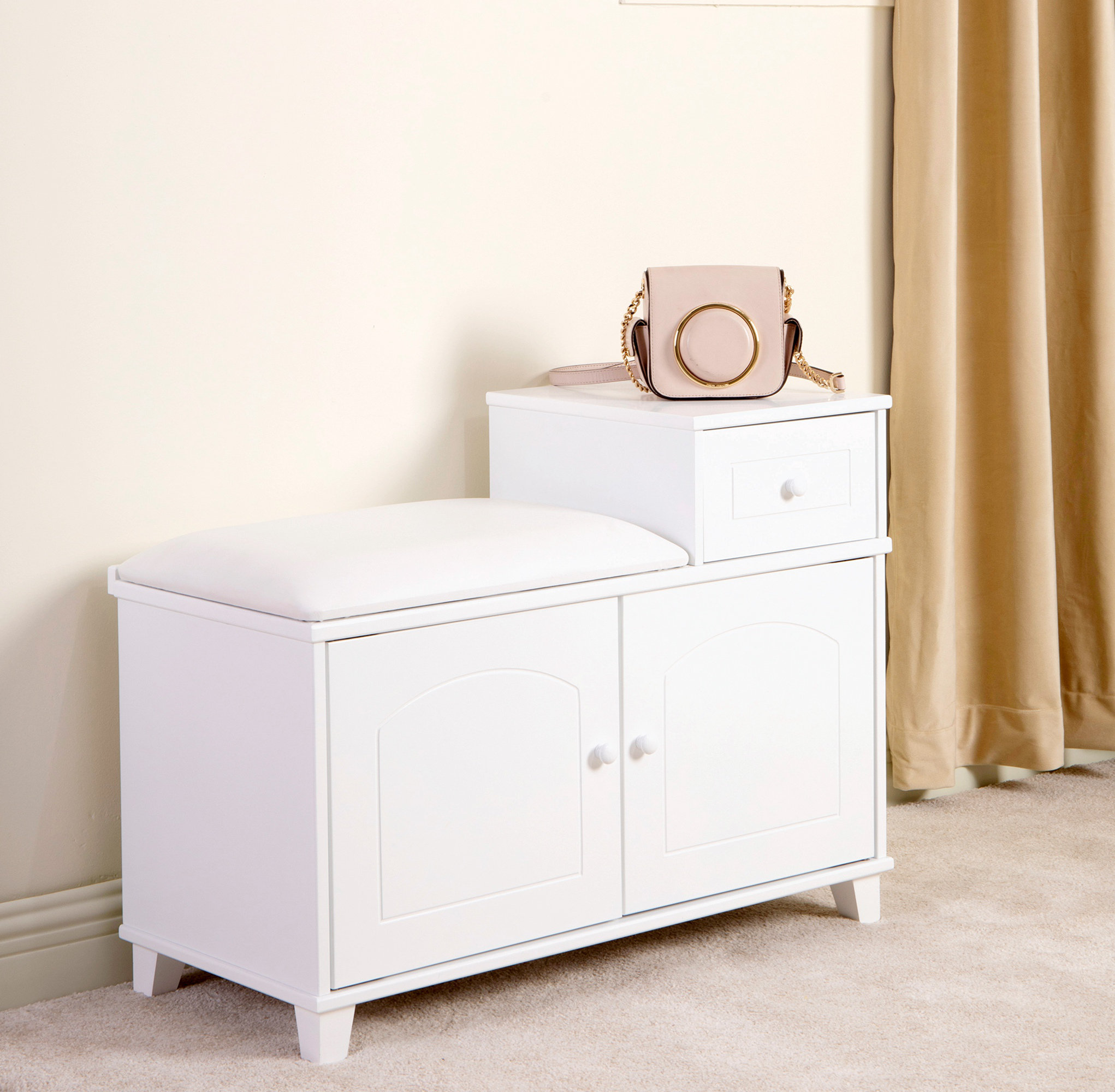 Lipoton Wooden Shoe Storage Bench Shoe Ottoman Cabinet with Drawer Shoe ...