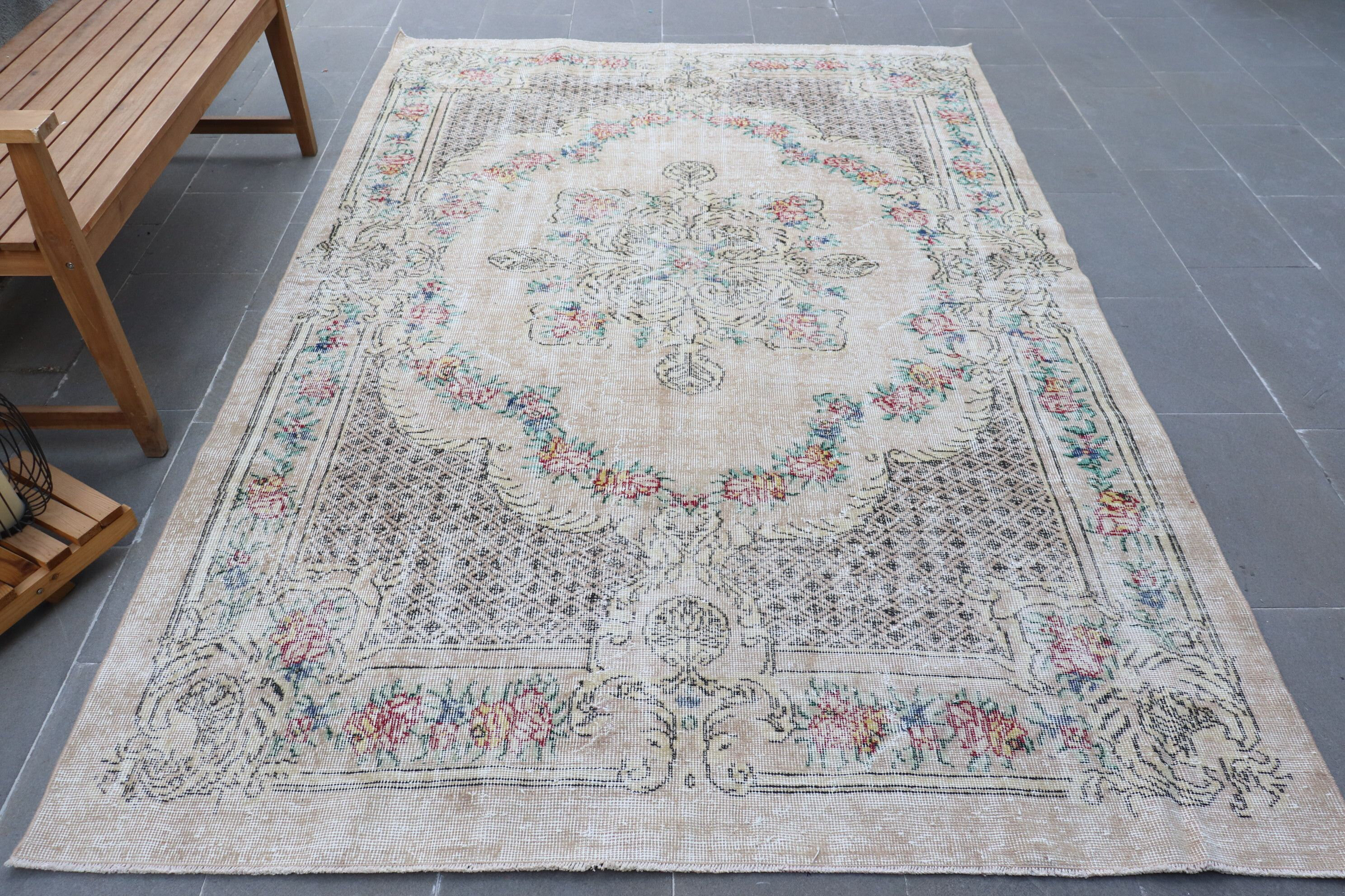 Bungalow Rose Large Beige Turkish Antique Tribal Outdoor Rug - Vintage ...