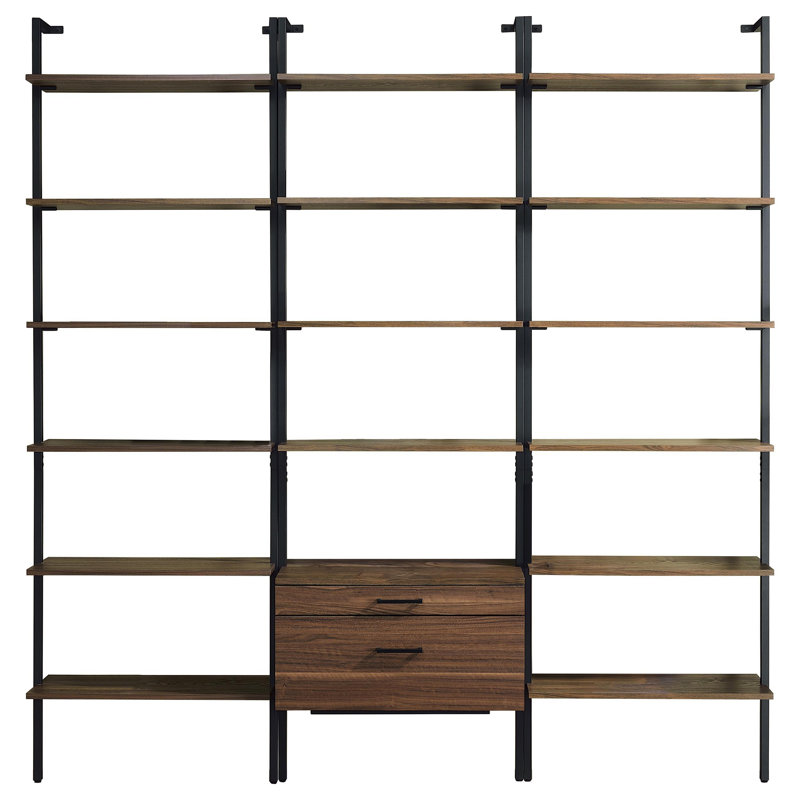 Newline Owens 3-Piece 96-Inch Wall Mounted Bookshelf Set Walnut | Wayfair