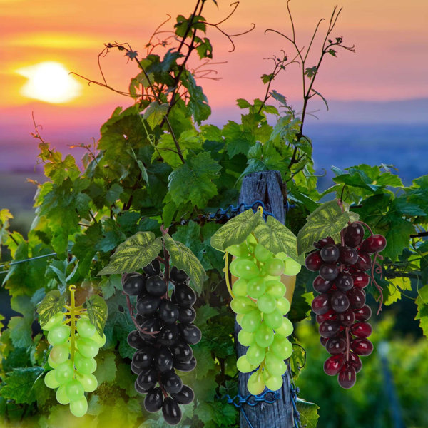 Primrue 4 Bunches Artificial Grapes Fake Fruit Home House Kitchen Party ...