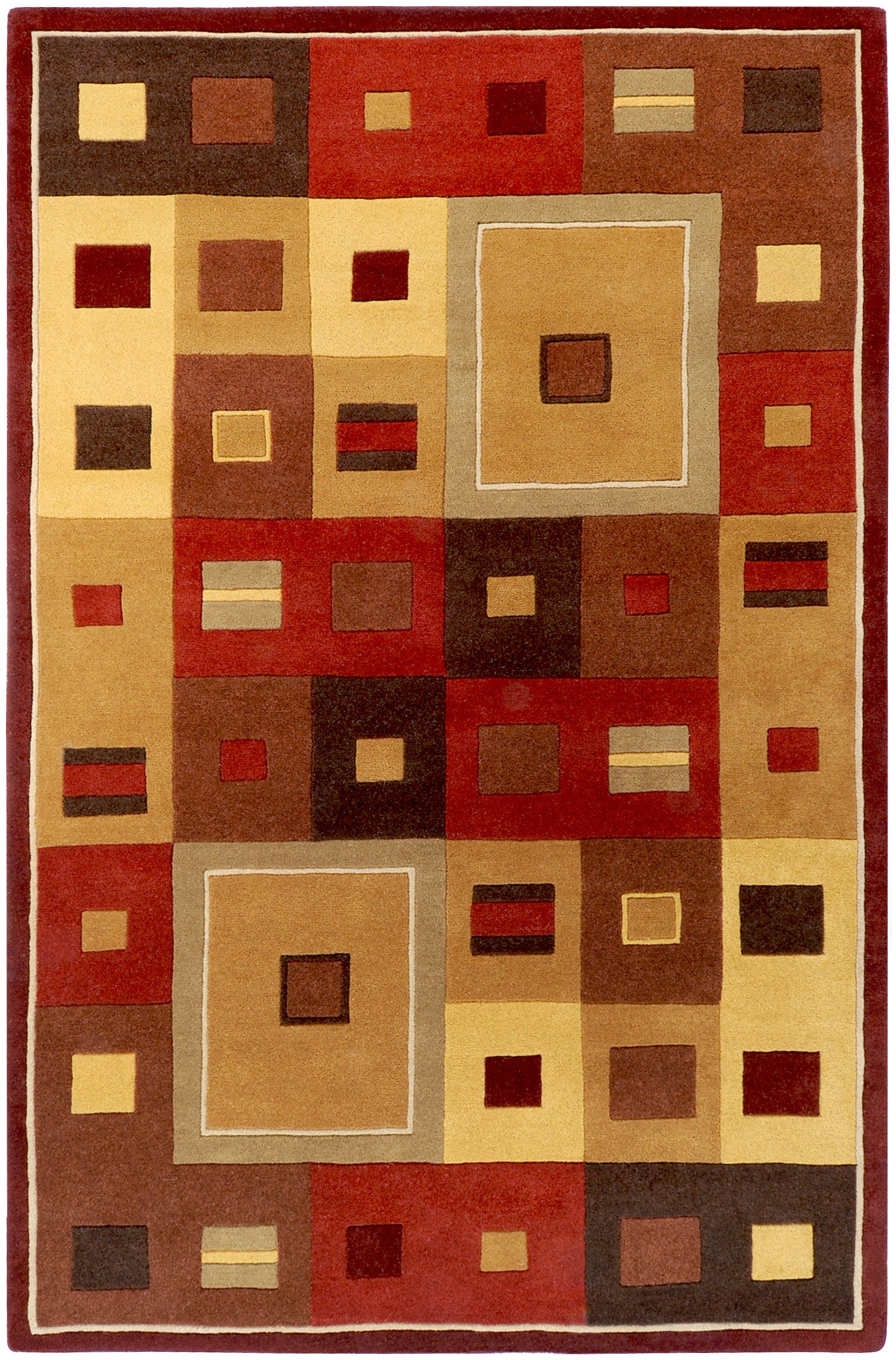 Red Barrel Studio® Mcquaid Geometric Handmade Tufted Wool Red/Caramel ...
