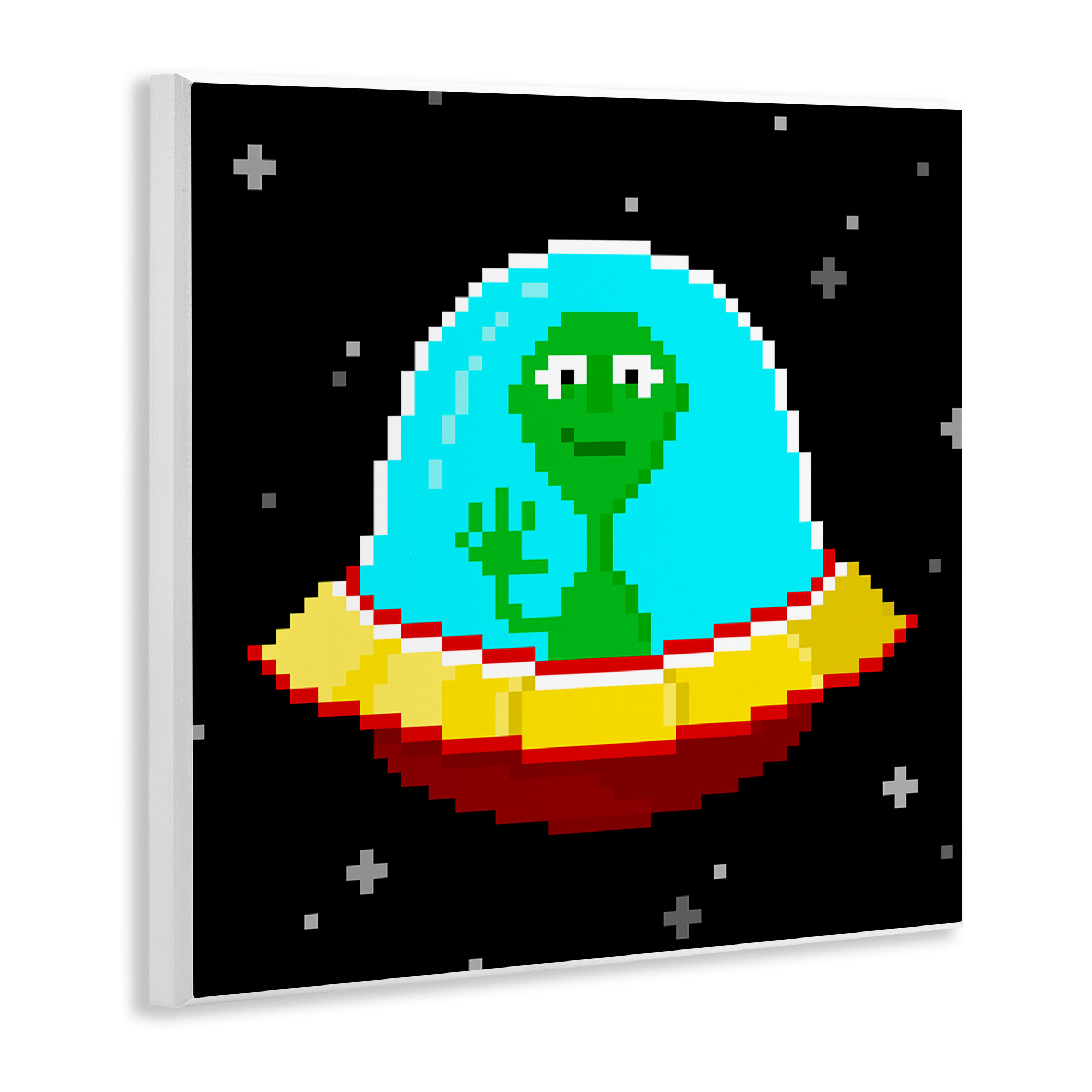 Winston Porter Pixel Alien Spaceship Wall Plaque Art by June Erica Vess ...