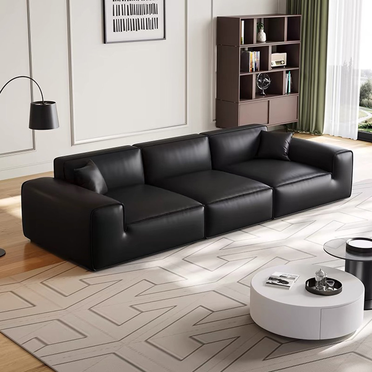 Merting Modern Living Room Straight Line Sofa Black | Wayfair