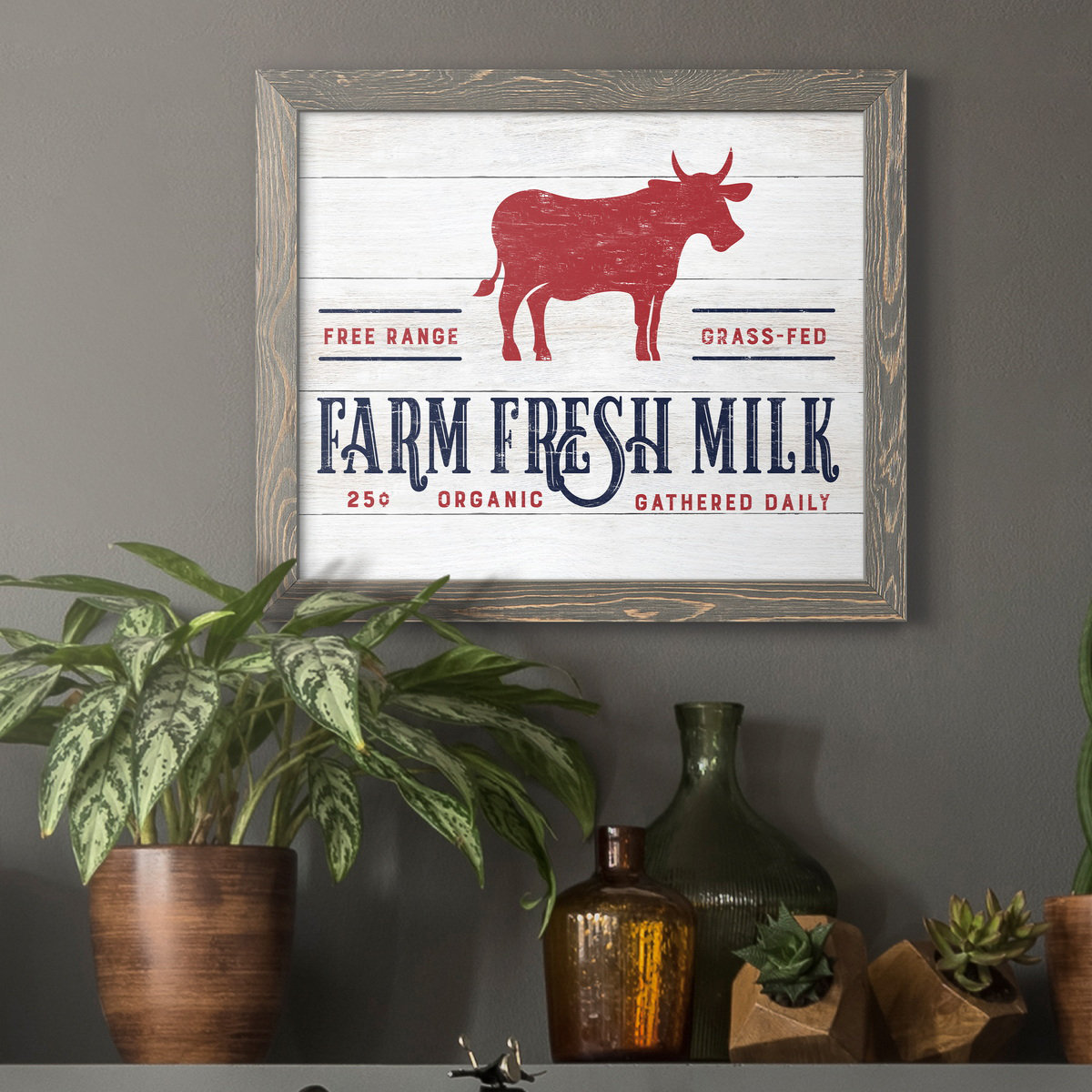Gracie Oaks Farm Fresh Milk - Textual Art Print on Canvas | Wayfair