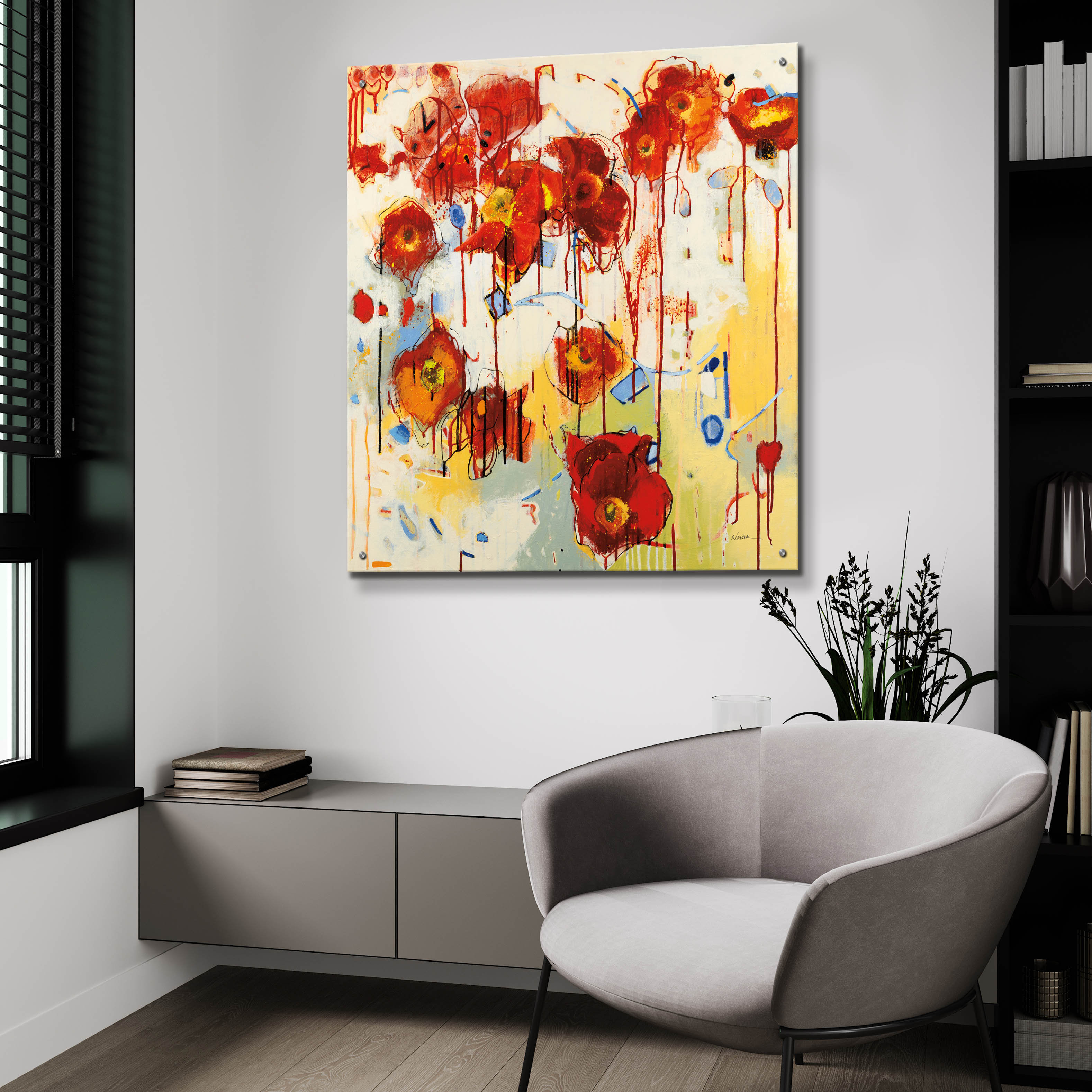Winston Porter 'Red Poppy Chaos' by Shirley Novak Acrylic Glass Wall ...