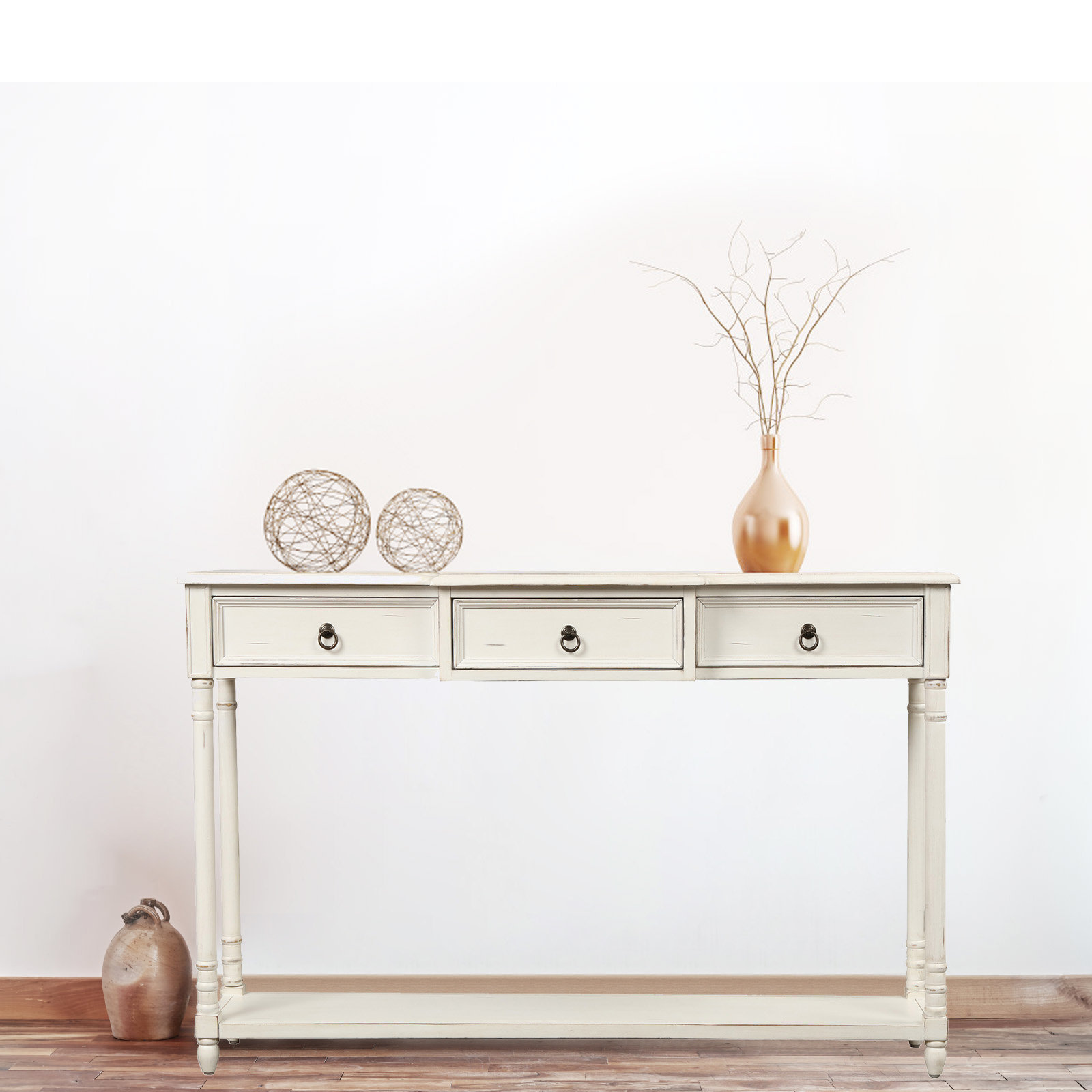 Breakwater Bay Henryville 51.6"W Vintage Console Table With 3 Drawers ...