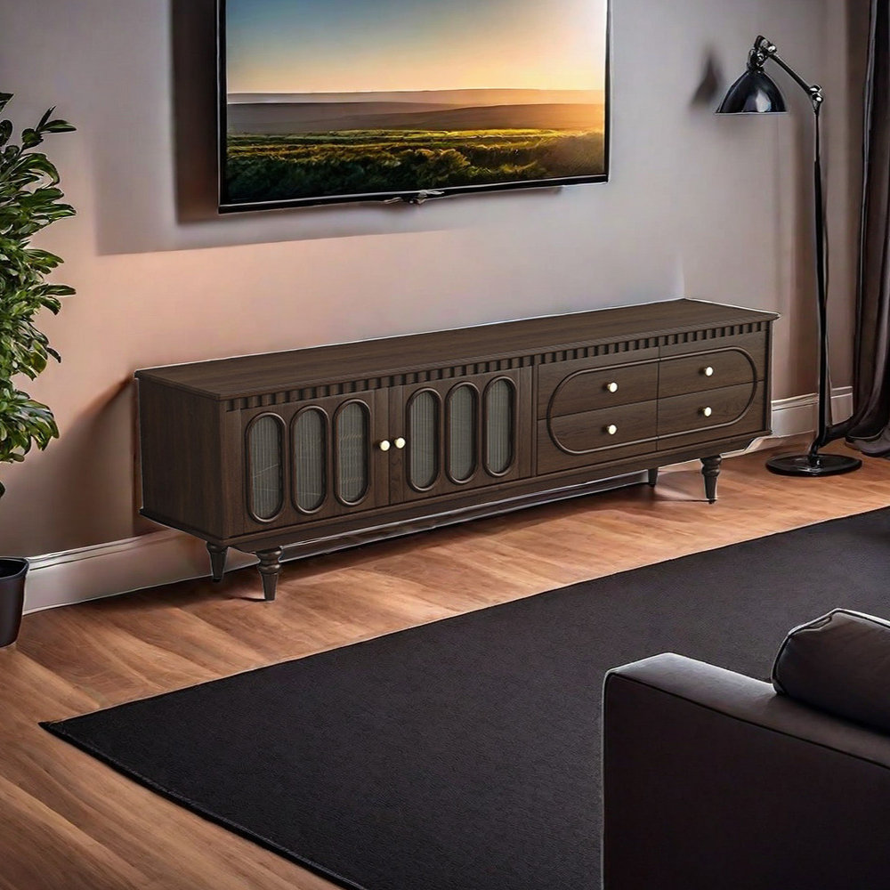 moonlight design Light Luxury Retro Pure Solid Wood TV Stand Solid Wood ...