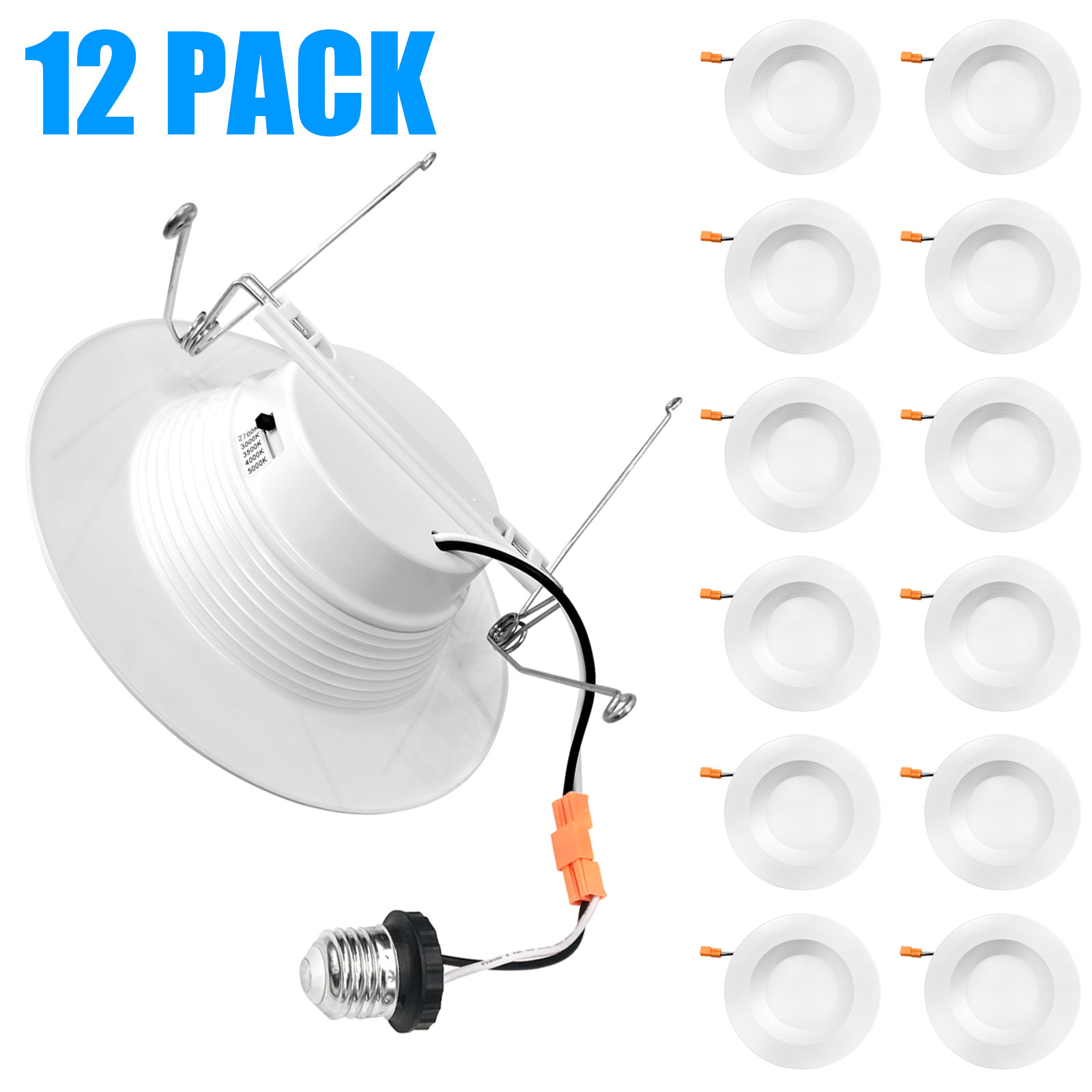 WYZM 6in Color Adjustable E26 Retrofit LED Recessed Downlight 12 Pack ...