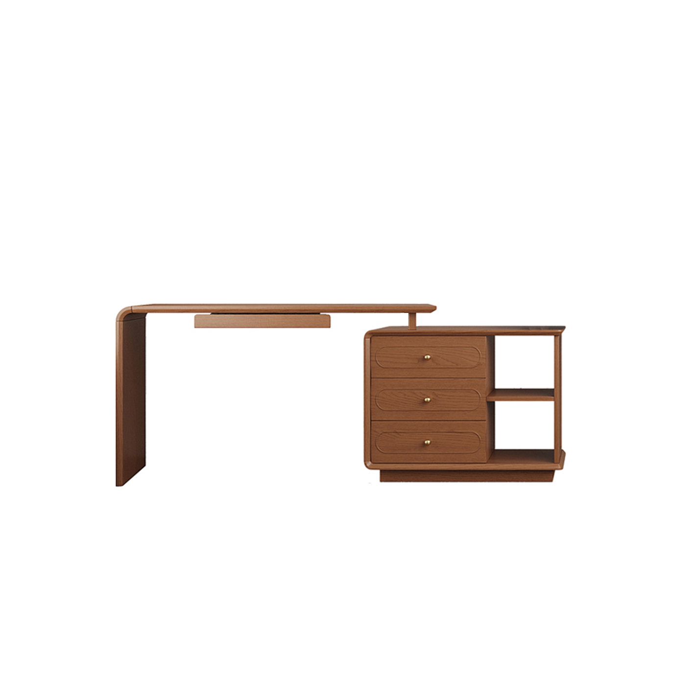 Hokku Designs Brown Rectangular Solid Wood Oak Expandable Writing Desk ...