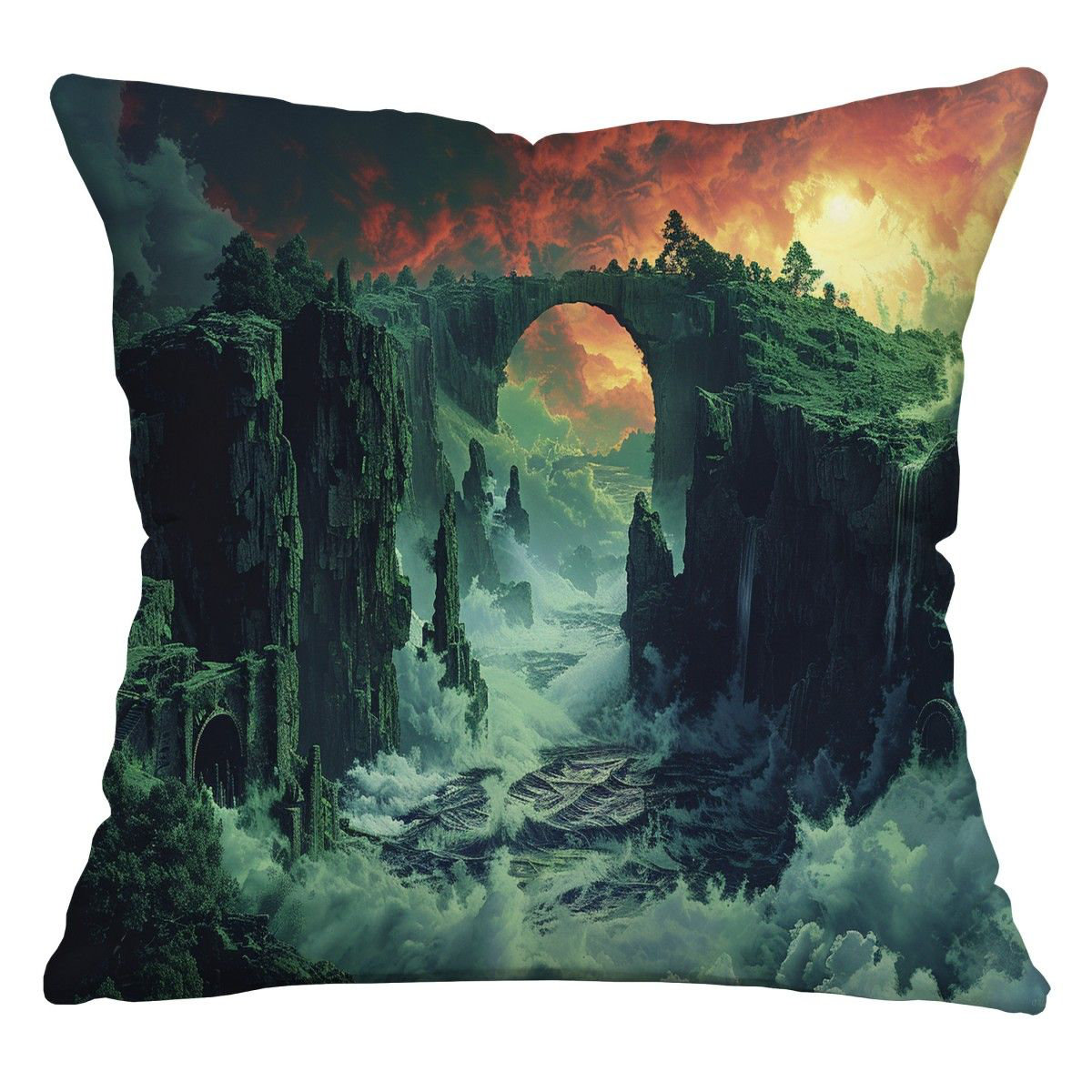 VisionDecor Rocky Arch Throw Pillow, Landscape Cotton Twill Pillows ...