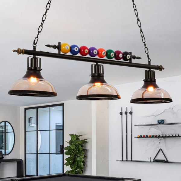 Trent Austin Design® Harriotte 3 - Light Matte Black Pool Table Lights ...