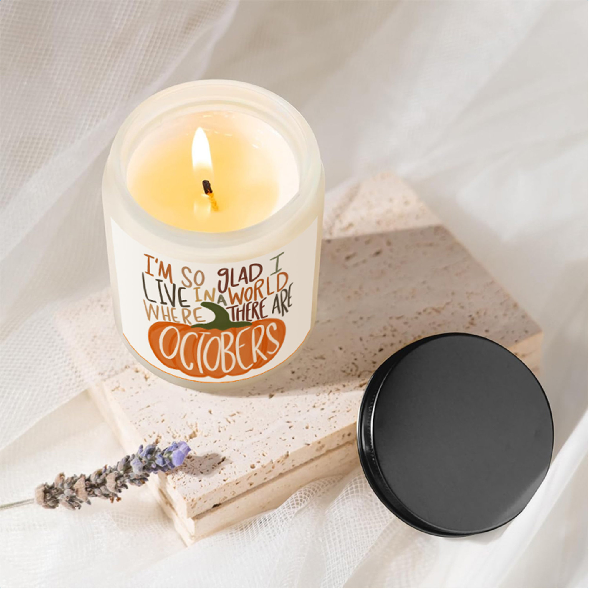 The Holiday Aisle® Hello October Scented Candle Fall AutumnThemed ...