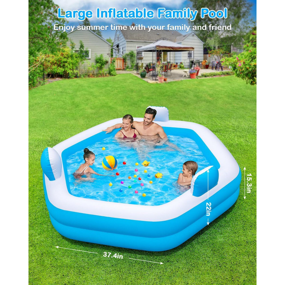 Textiles Hub Inflatable Pool For Adults Pool With Pump, Oversized ...