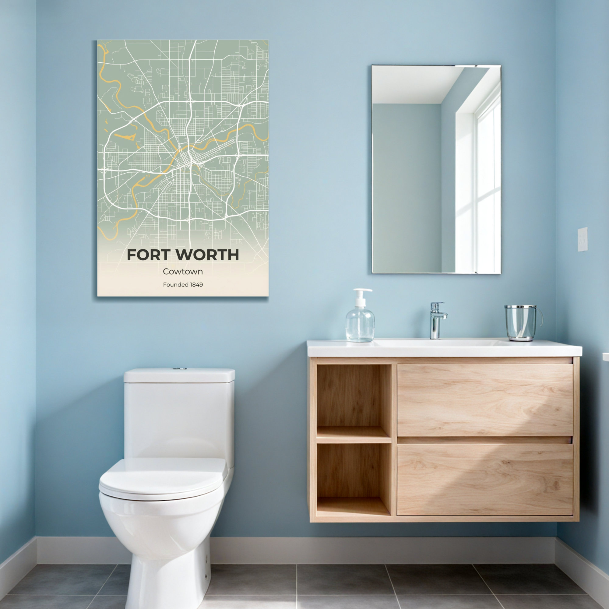 Latitude Run® Scenic & Cityscapes Fort Worth City Map Art Print | Wayfair