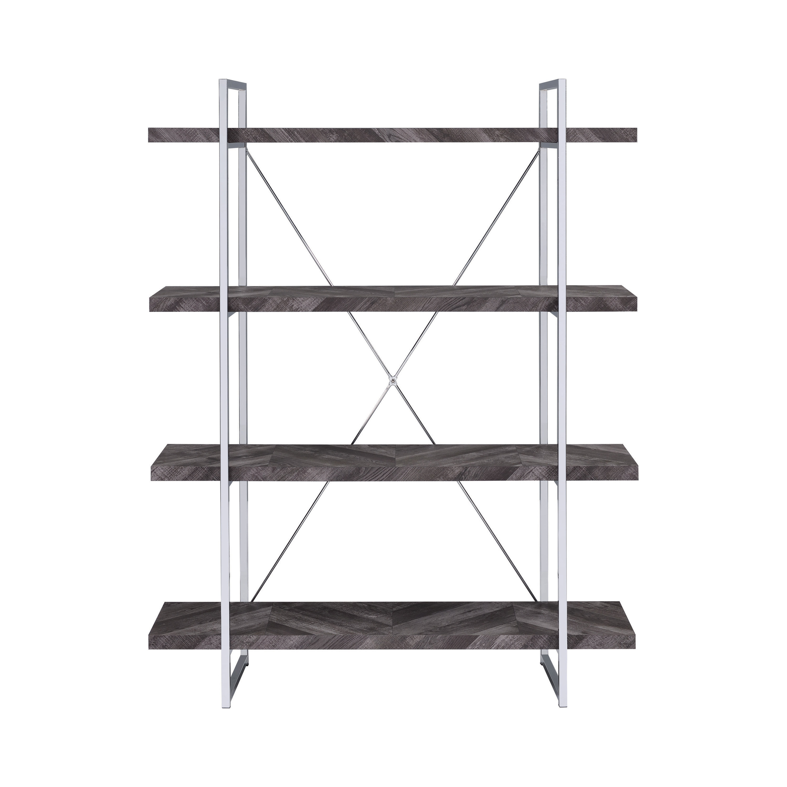 17 Stories Grimma Rustic Grey Herringbone 4-Shelf Bookcase - Wayfair Canada