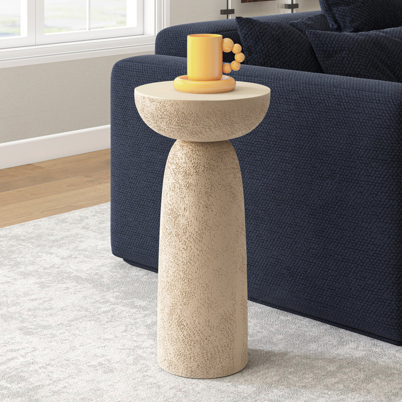 Hokku Designs Sleek Cylinder Sandstone Side Table & Reviews | Wayfair