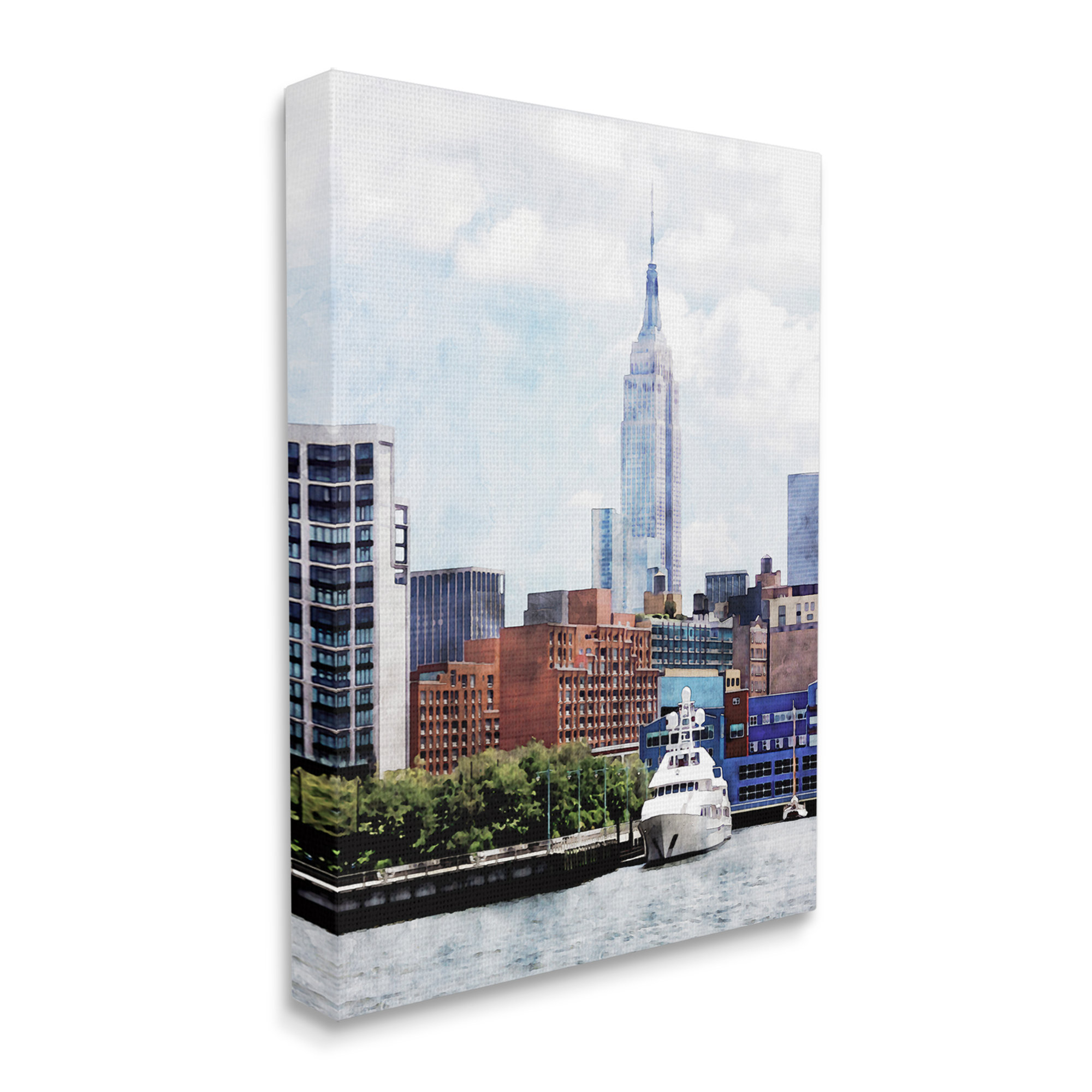 Stupell Industries New York Pier Metropolis Skyline Canvas Wall Art By ...