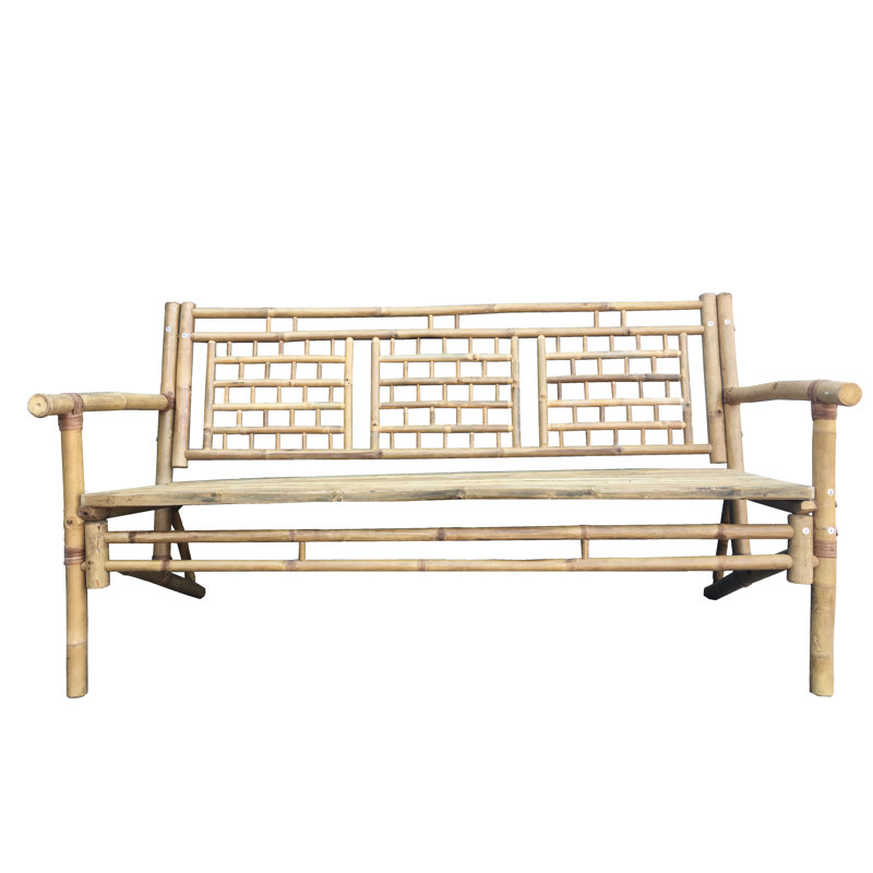 MGP Standard Natural Bamboo Bench With Square Pattern, 54"L X 21"W X 36 ...