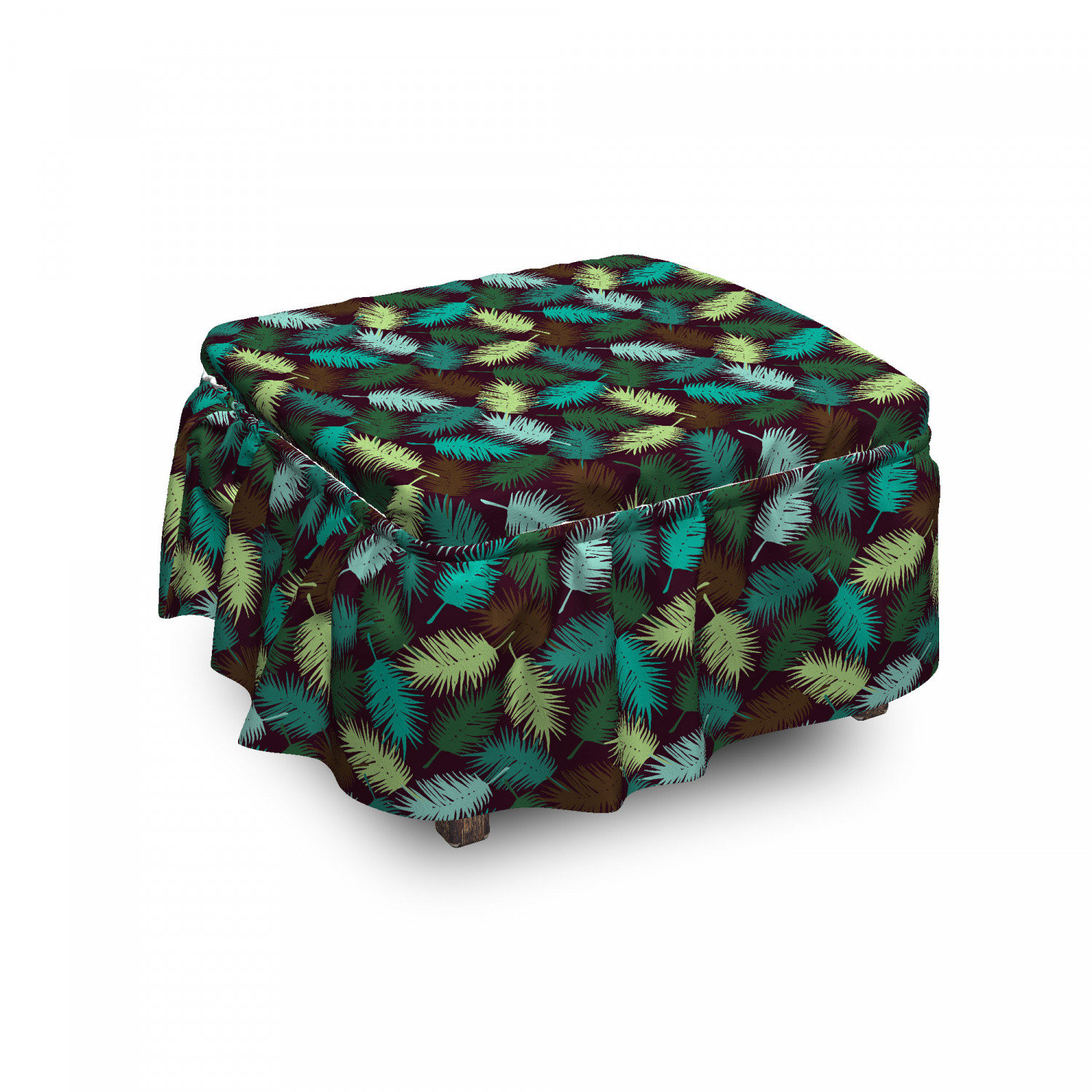 East Urban Home Exotic Torbay Palm Leaves Ottoman Slipcover | Wayfair