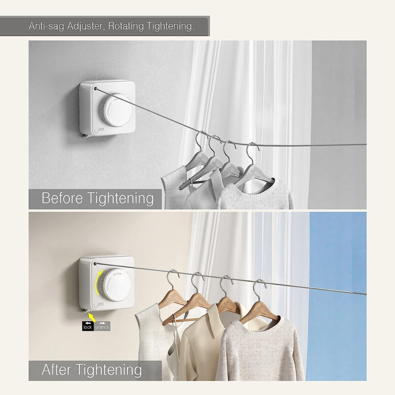 Rebrilliant Aydhin Durable Retractable Clothesline Non-Sagging, Heavy ...