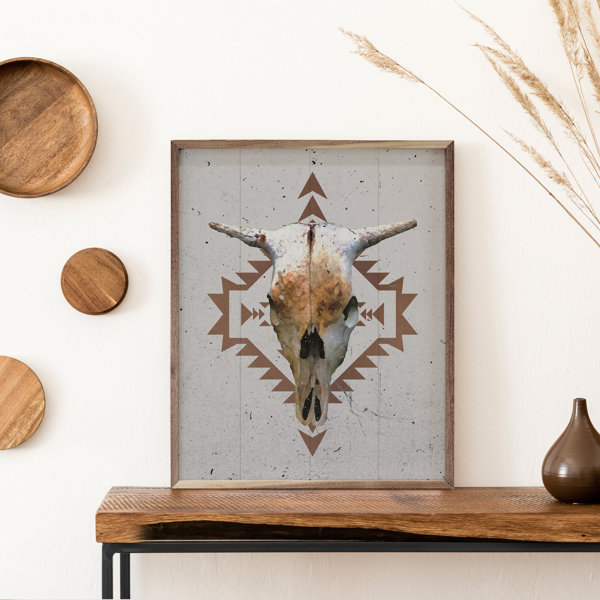 Union Rustic Pattern Tribal Skull Rust - Picture Frame Painting on Wood ...