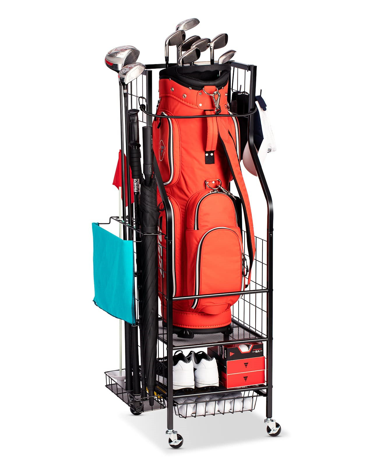 17 Stories Golf Bags Storage Garage Organizer - Golf Bag Stand Fit ...