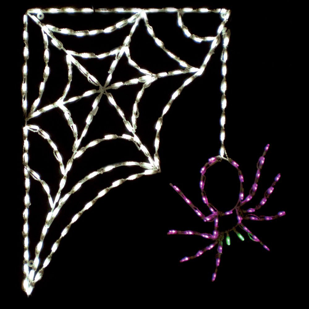 Brite Ideas LED Spider with Corner Web 150 Light Lighted Window Décor ...