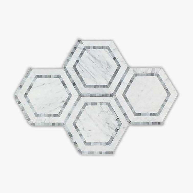 Calacatta Tile Carrara White Honed 5 INCH Hexagon Combo W Bardiglio ...