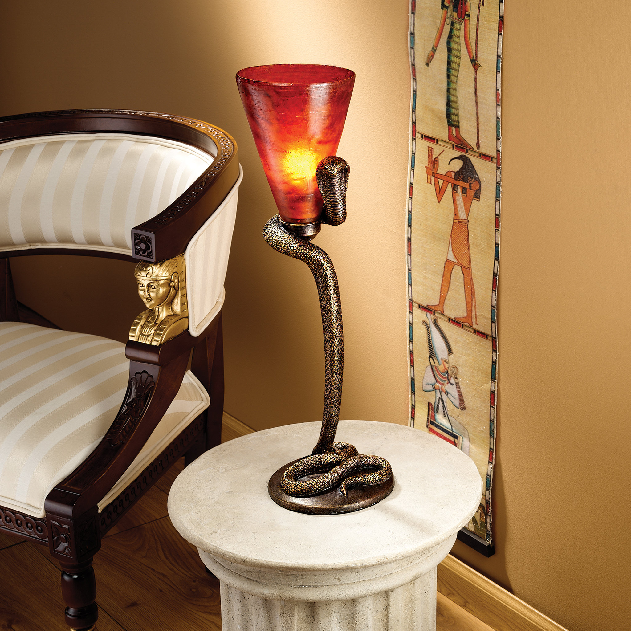 Design Toscano Uraeus Egyptian Cobra God Altar 21" Torchiere Lamp | Wayfair