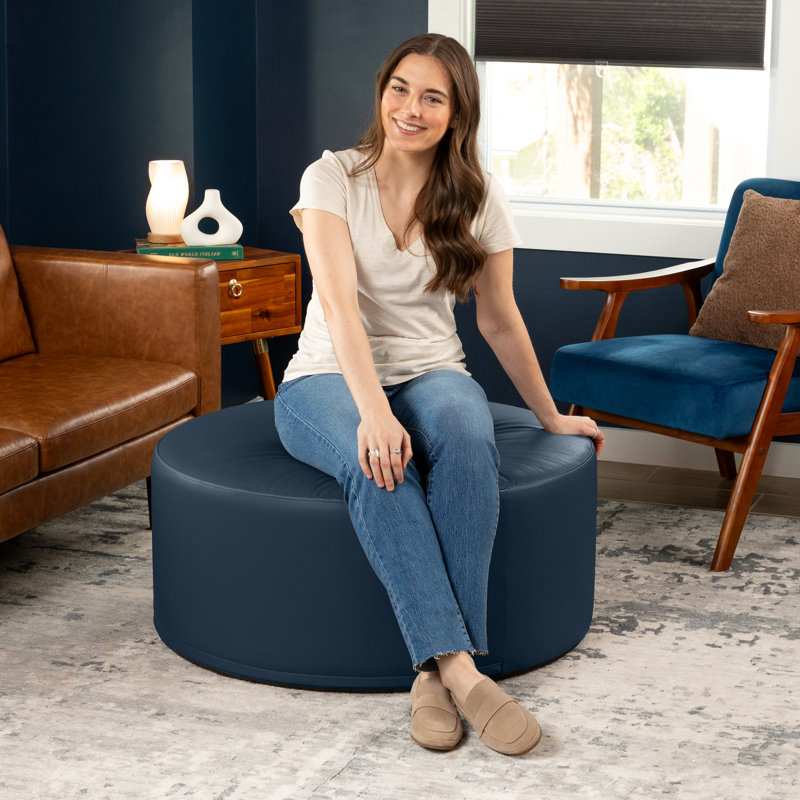 Brayden Studio® Denka Round Couch Ottoman - Oversized Giant Coffee ...