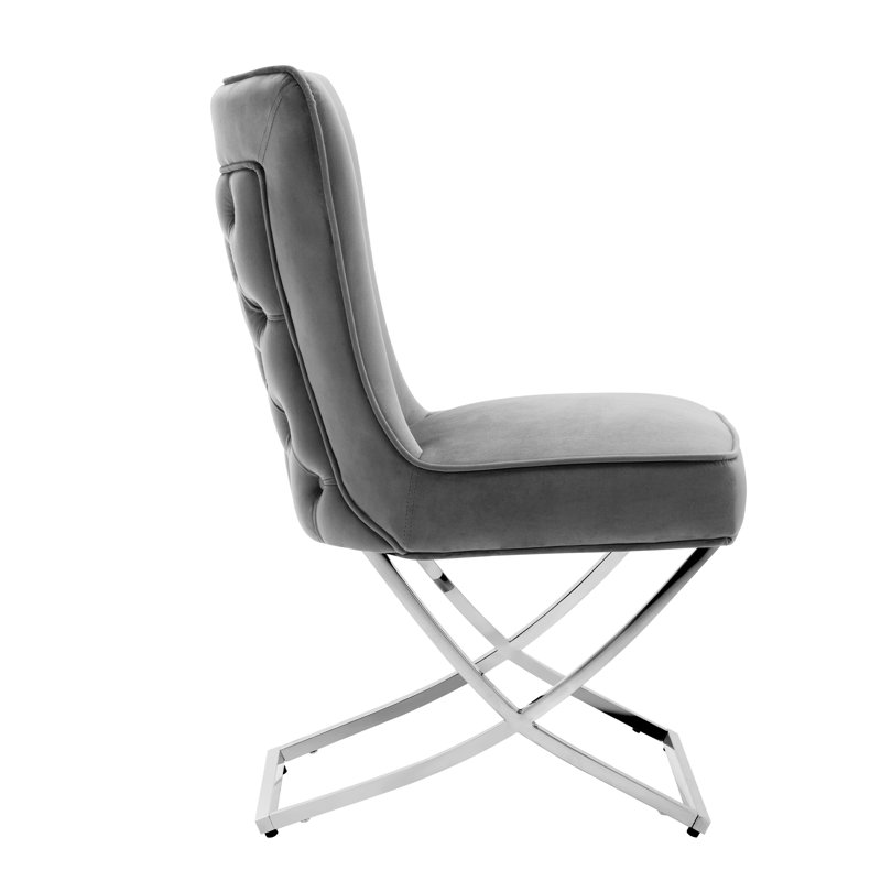 Wrought Studio™ Charys Tufted Velvet Upholstered Cross Legs Parsons ...