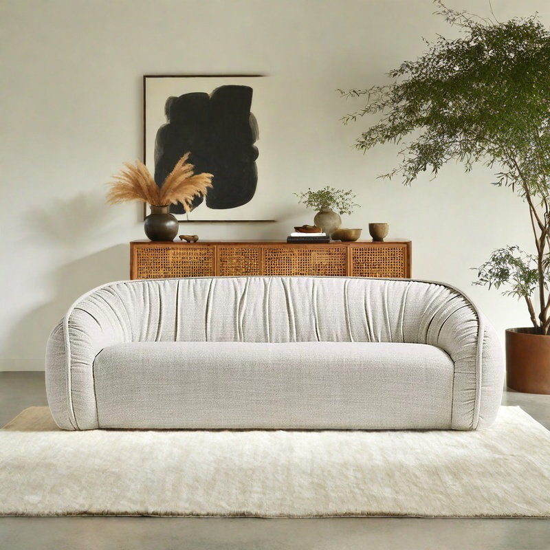 Axis Living Light luxury straight row cotton linen fabric sofa ...