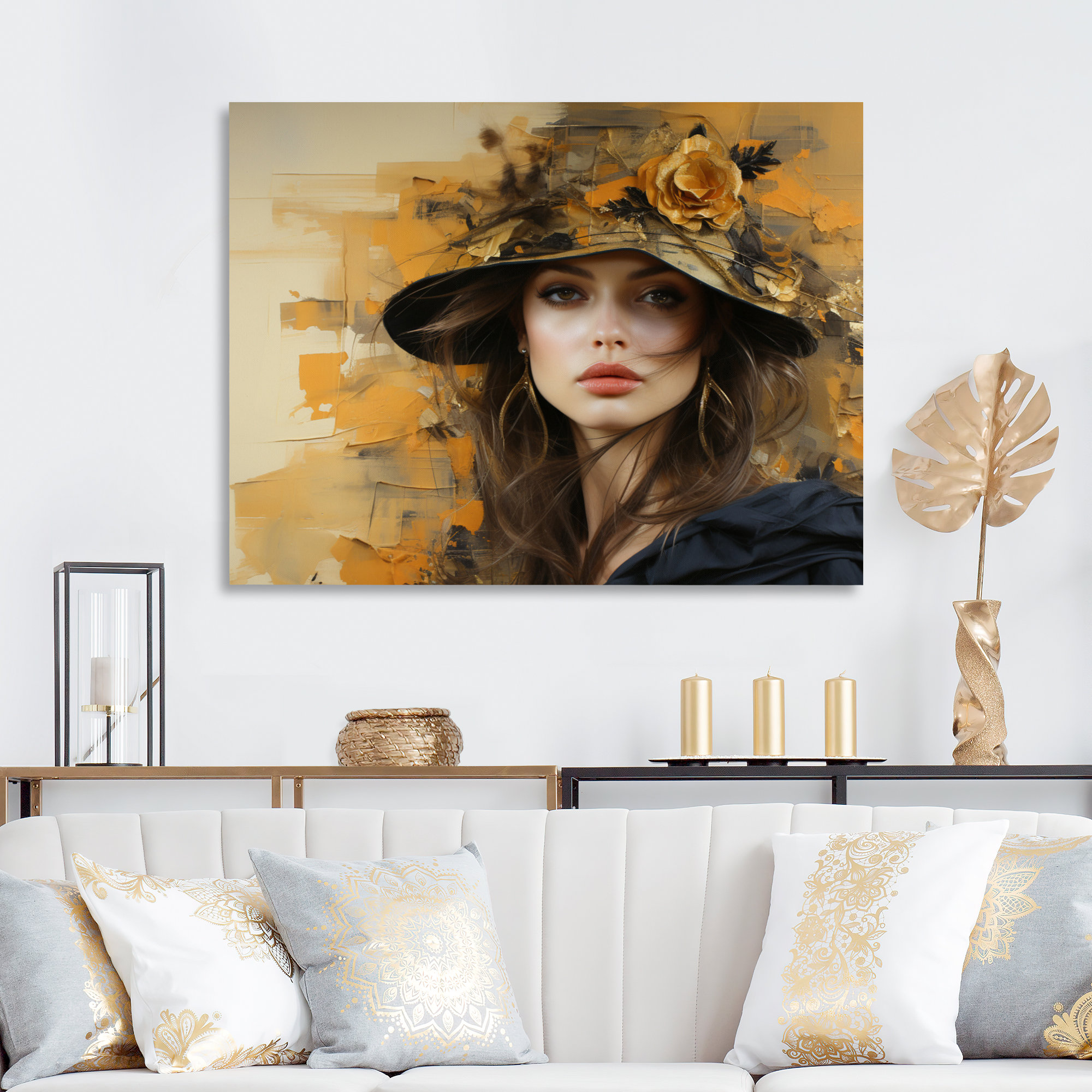Everly Quinn Glam Gilded Elegance Woman Portrait I - Fashion Canvas ...