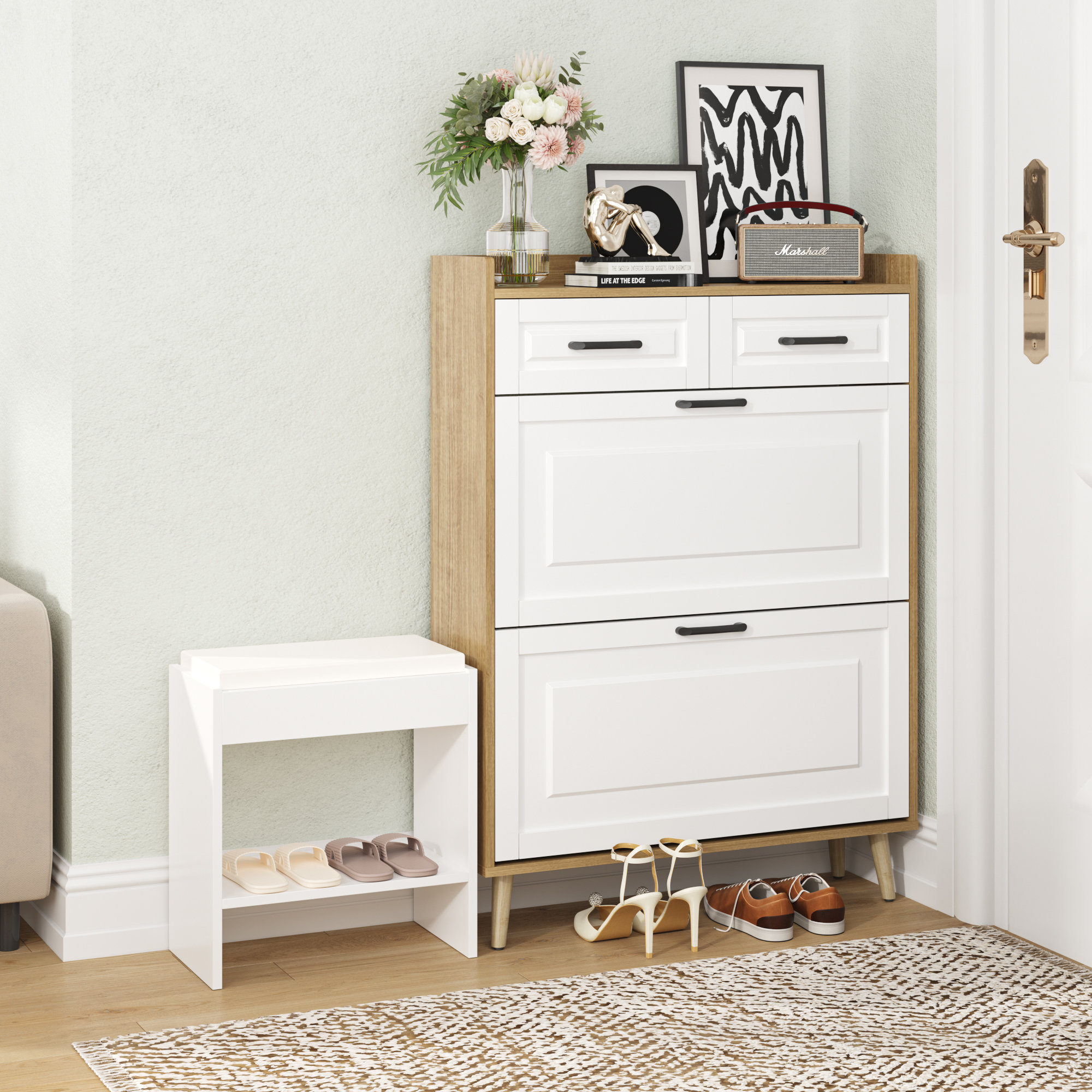 Red Barrel Studio Shoe Cabinet With Shoe Bench - Wayfair Canada