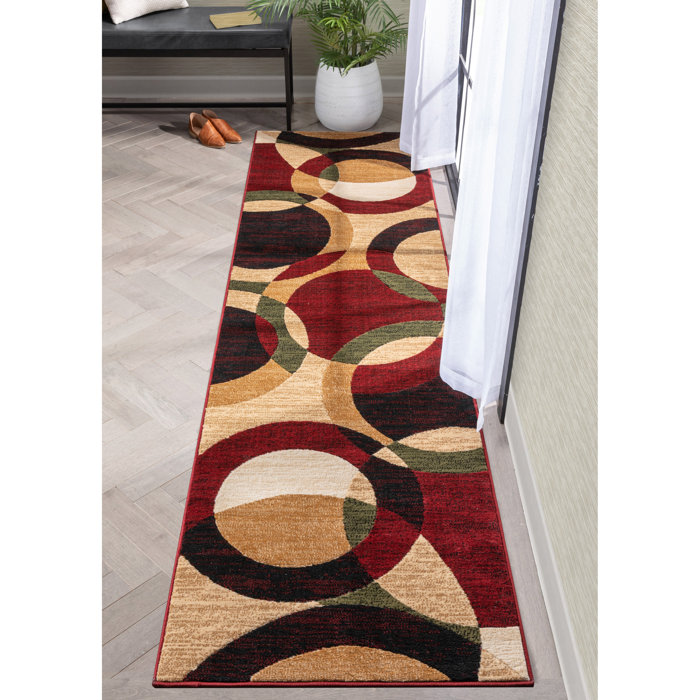 Ebern Designs Bingo Red Modern Geometric Rug & Reviews | Wayfair